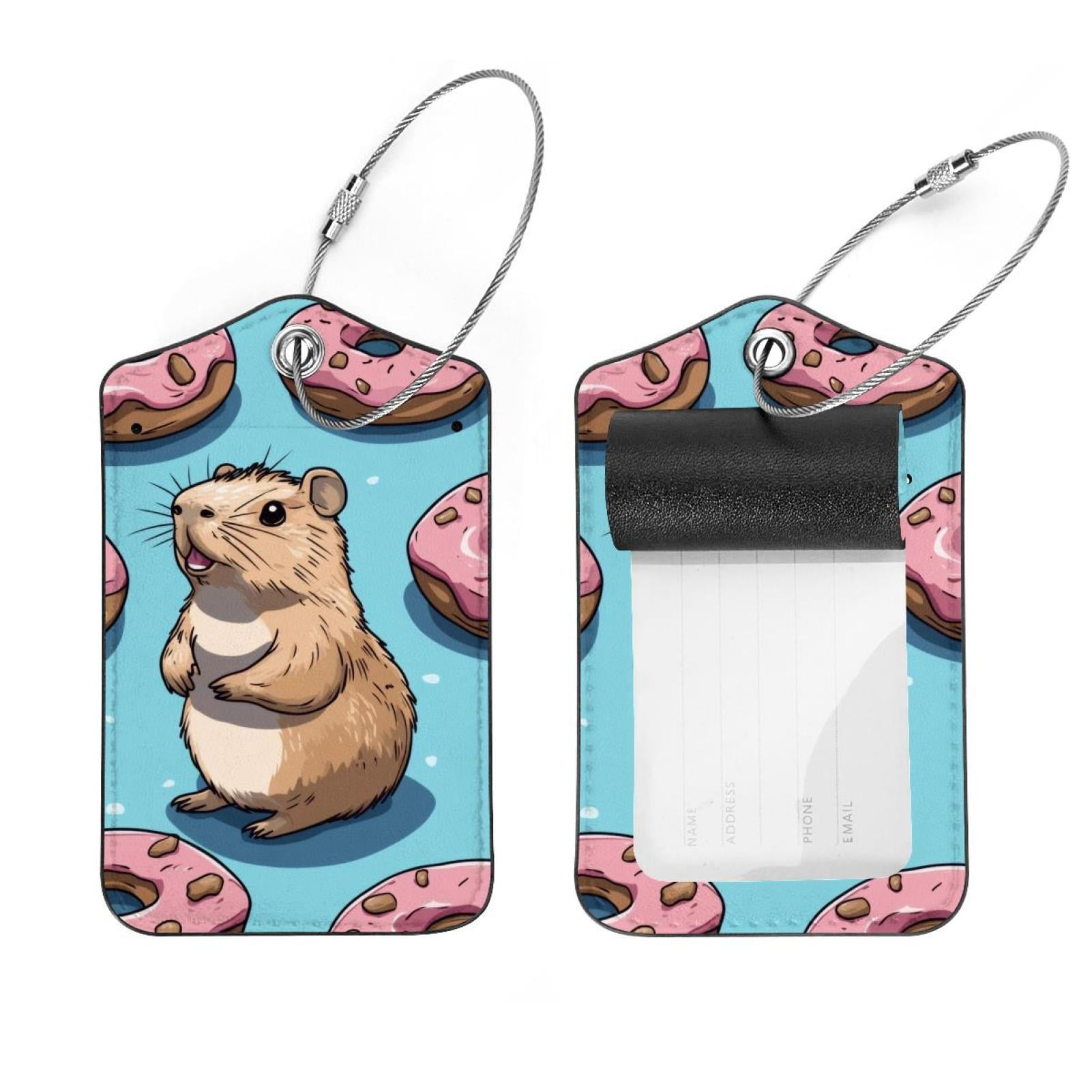 PhooArto 2 Pcs Luggage Tags, Capybaras Donuts Patterns Privacy Cover ID ...