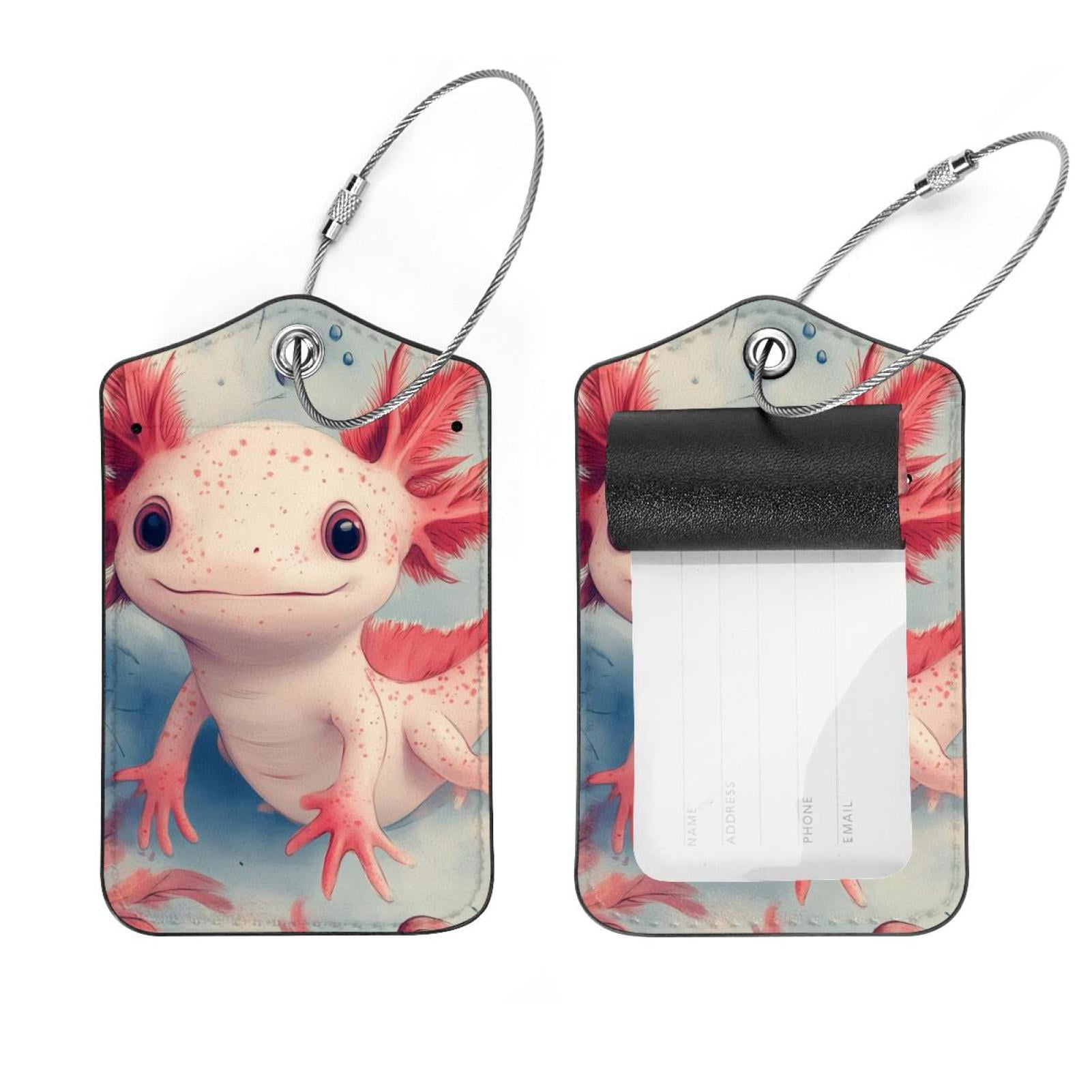 PhooArto 2 Pcs Luggage Tags, Cute Cartoon Axolotl Pattern Privacy Cover ...