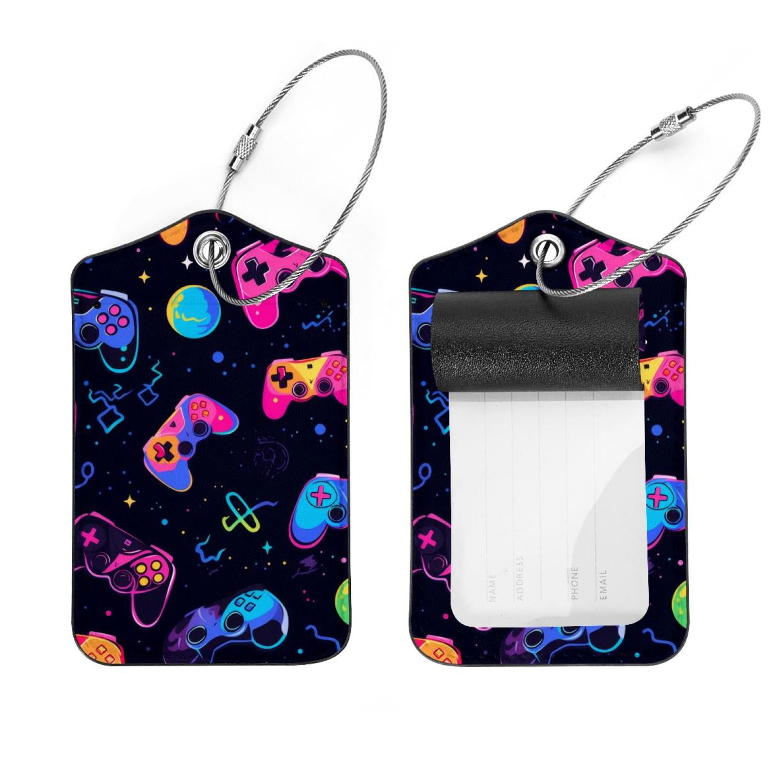 PhooArto 2 Pcs Luggage Tags, Galaxy Game Controllers Pattern Privacy ...