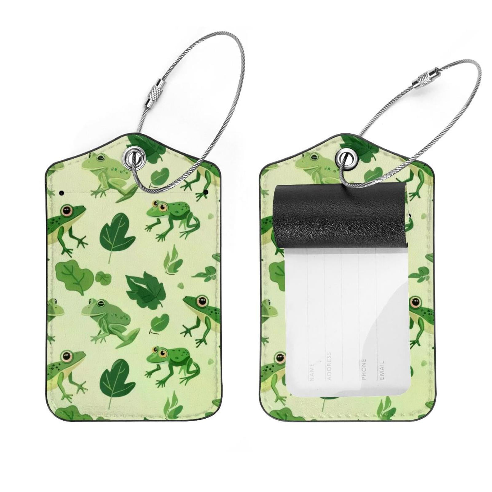 PhooArto 2 Pcs Luggage Tags, Green Animals Frog Pattern Privacy Cover ...