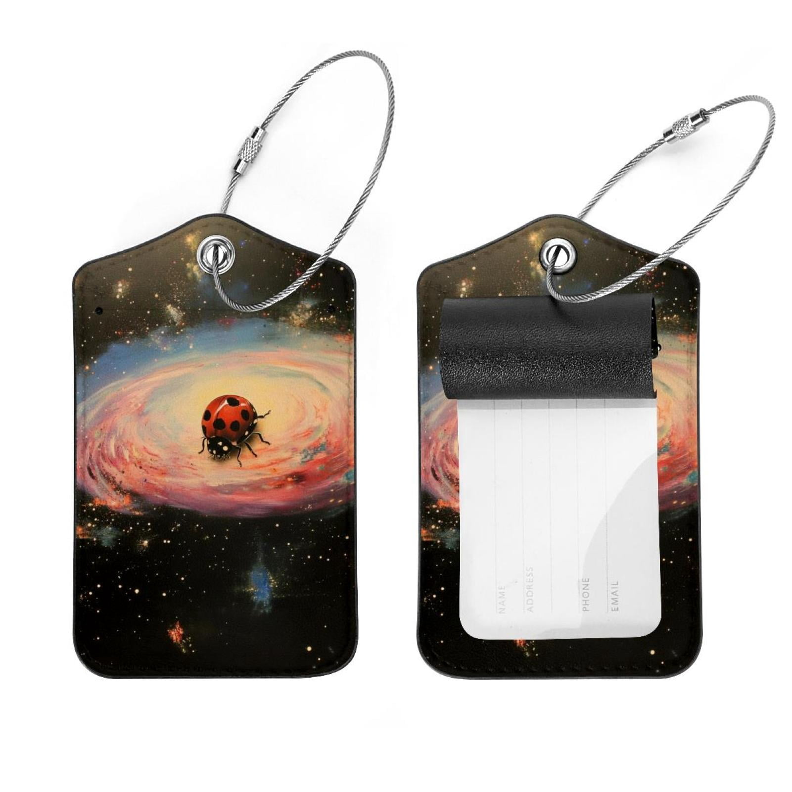 PhooArto 2 Pcs Luggage Tags, Ladybug Space Galaxy Privacy Cover ID ...