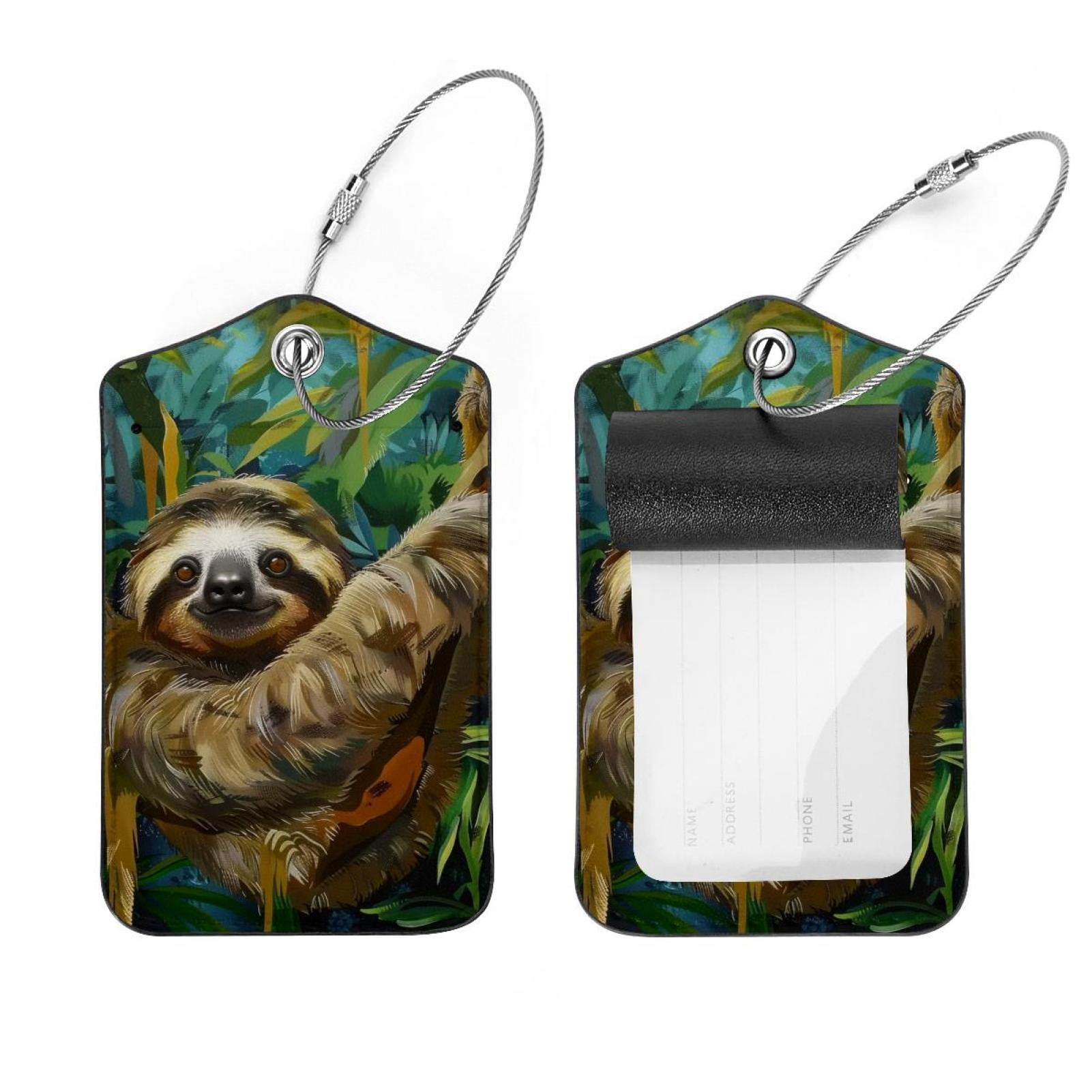 PhooArto 2 Pcs Luggage Tags, Rainforest Animal Sloth Privacy Cover ID ...