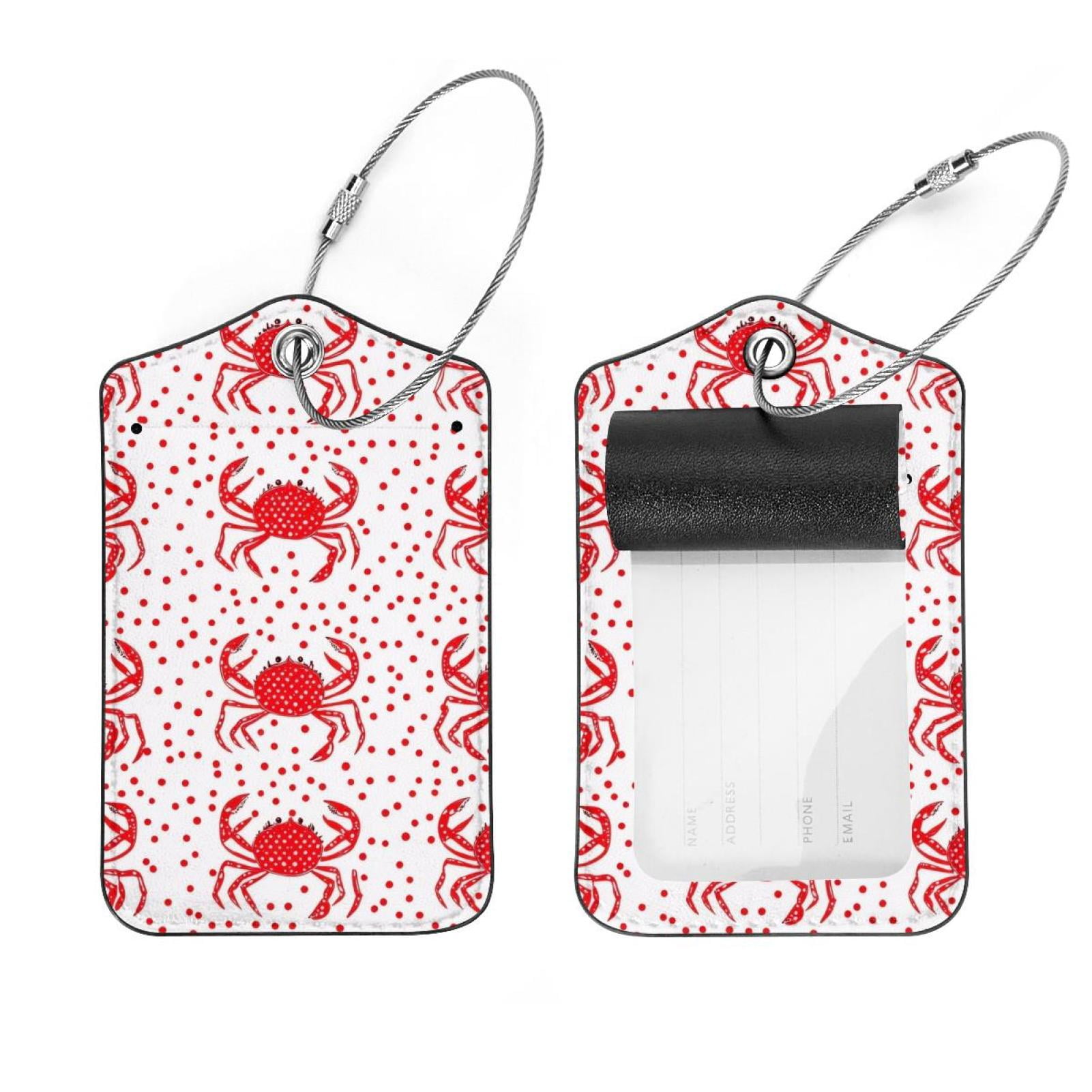 PhooArto 2 Pcs Luggage Tags, Red Dot Red Crabs Pattern Privacy Cover ID ...