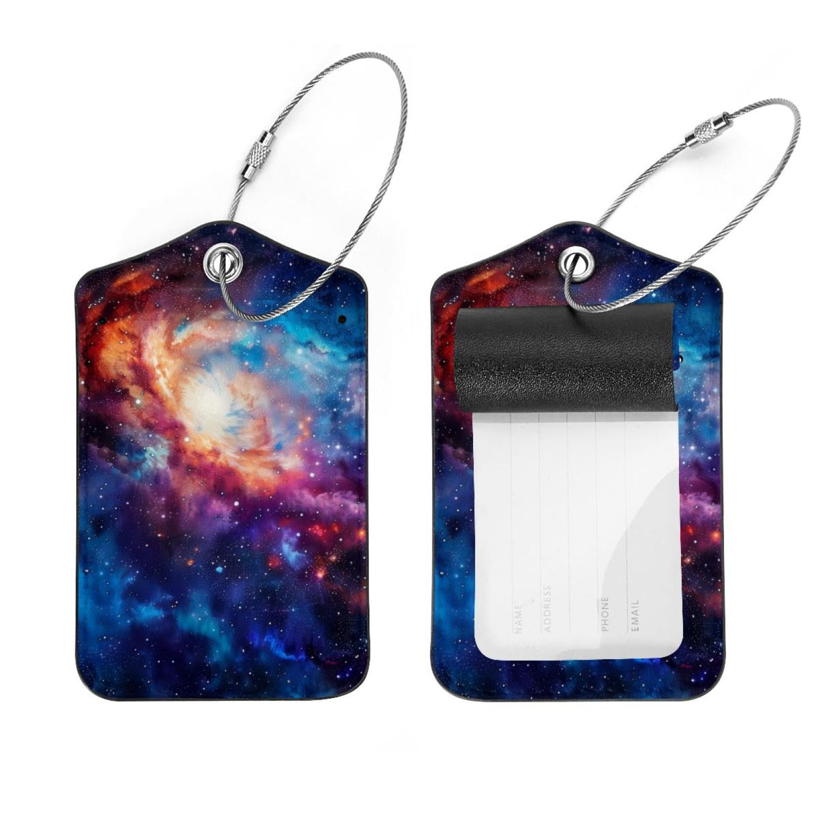 PhooArto 2 Pcs Luggage Tags, Space Galaxy Pattern Privacy Cover ID ...
