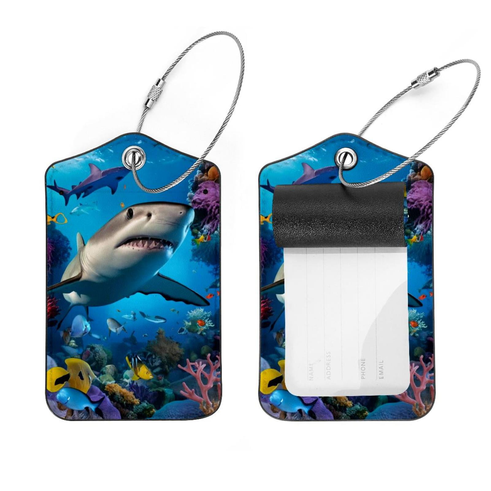 PhooArto 2 Pcs Luggage Tags, Underwater Fish Shark Coral Privacy Cover ...