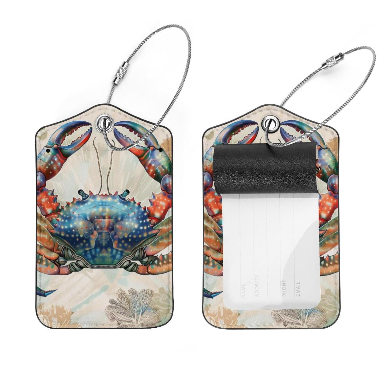 PhooArto 2 Pcs Luggage Tags, Vintage Ocean Crab Fish Privacy Cover ID ...