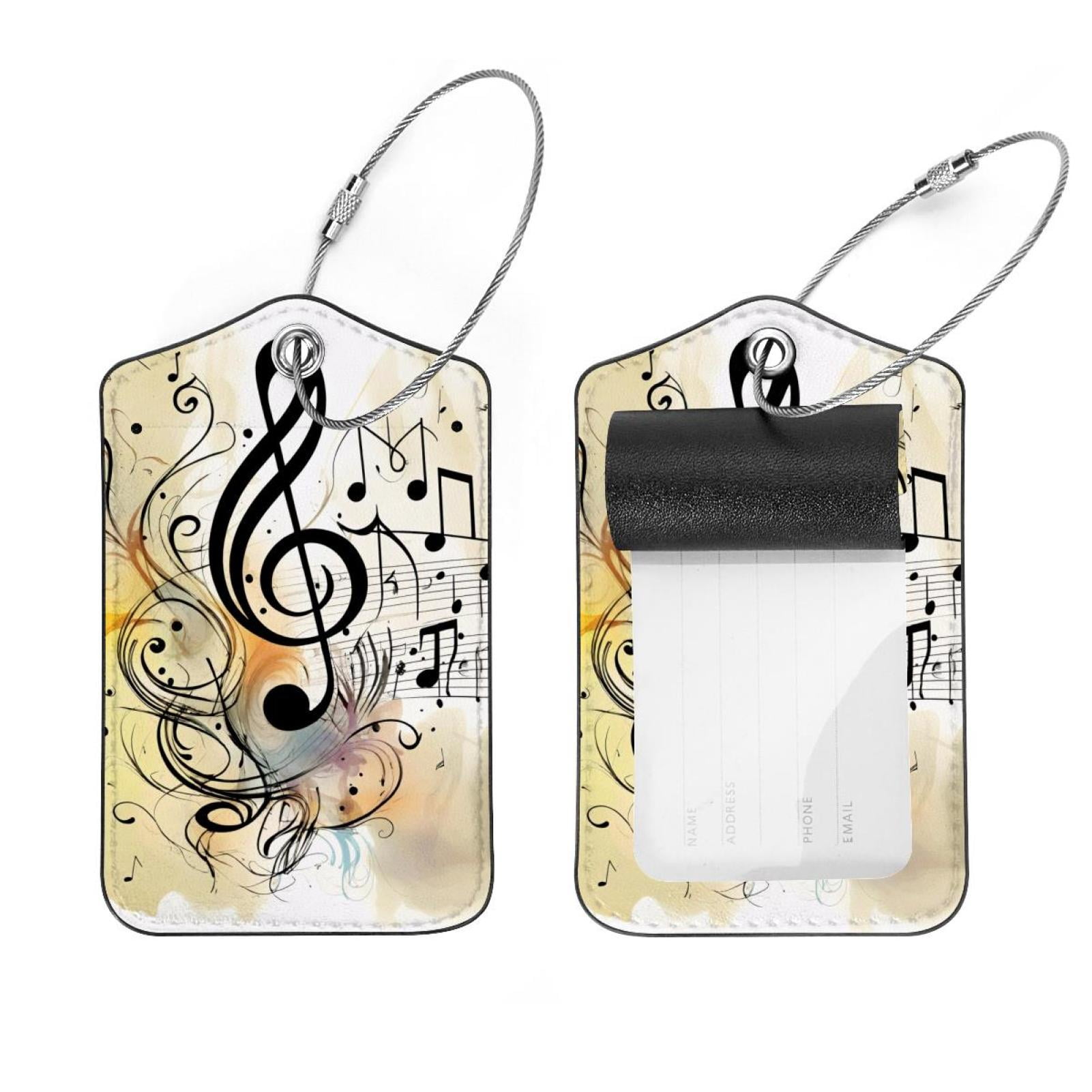 PhooArto 2 Pcs Music Note Staff Print Luggage Tag for Suitcases ...