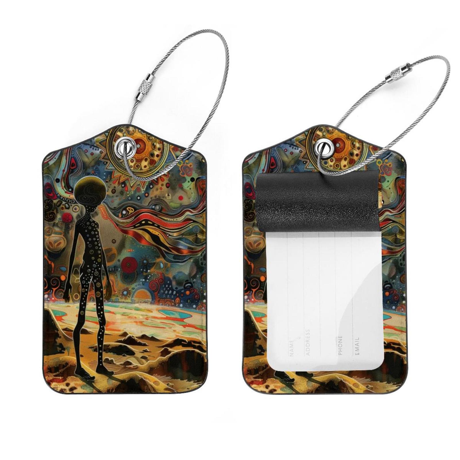 PhooArto 2 Pcs Outer Space Alien Color Floral Luggage Tag for Suitcases ...