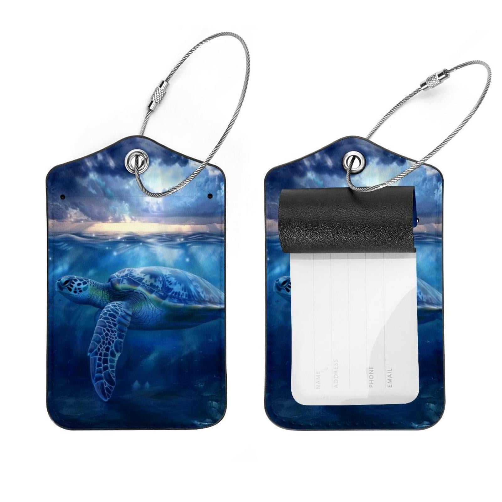 PhooArto 2 Pcs Underwater Sea Turtle Luggage Tag for Suitcases, Leather ...