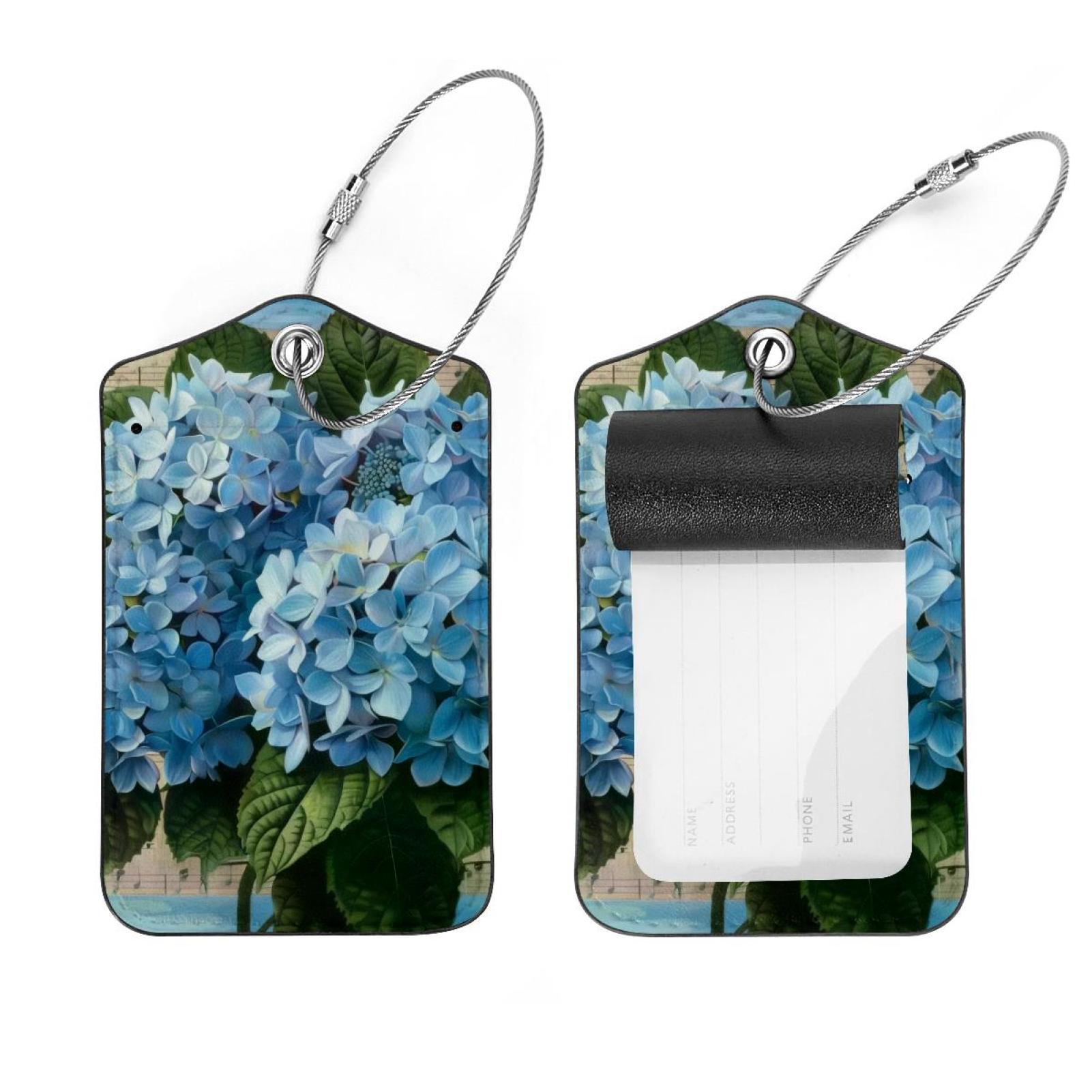 PhooArto 2 Pcs Vintage Blue Hydrangeas Luggage Tag for Suitcases ...
