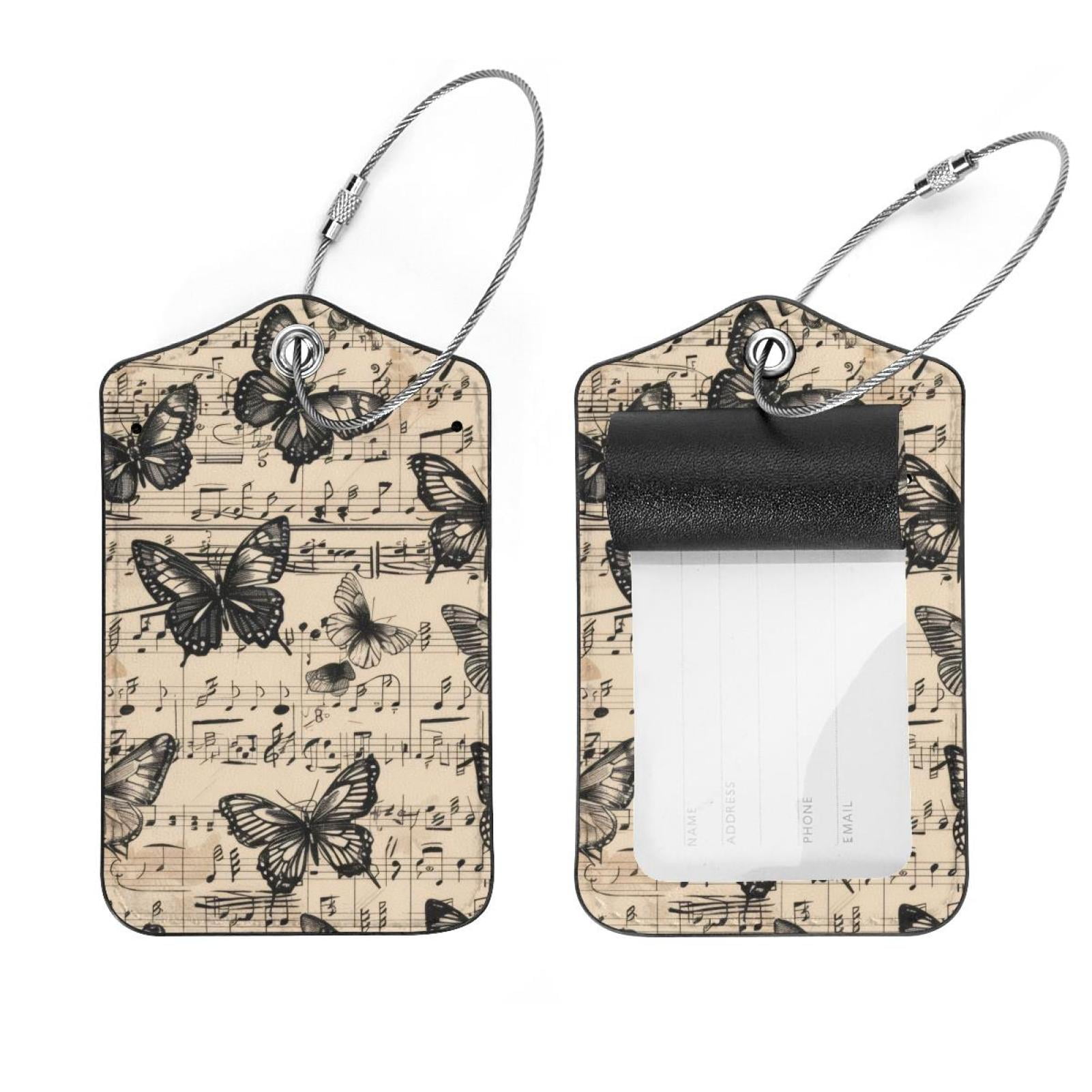 PhooArto 2 Pcs Vintage Butterflies and Music Notes Pattern Luggage Tag ...