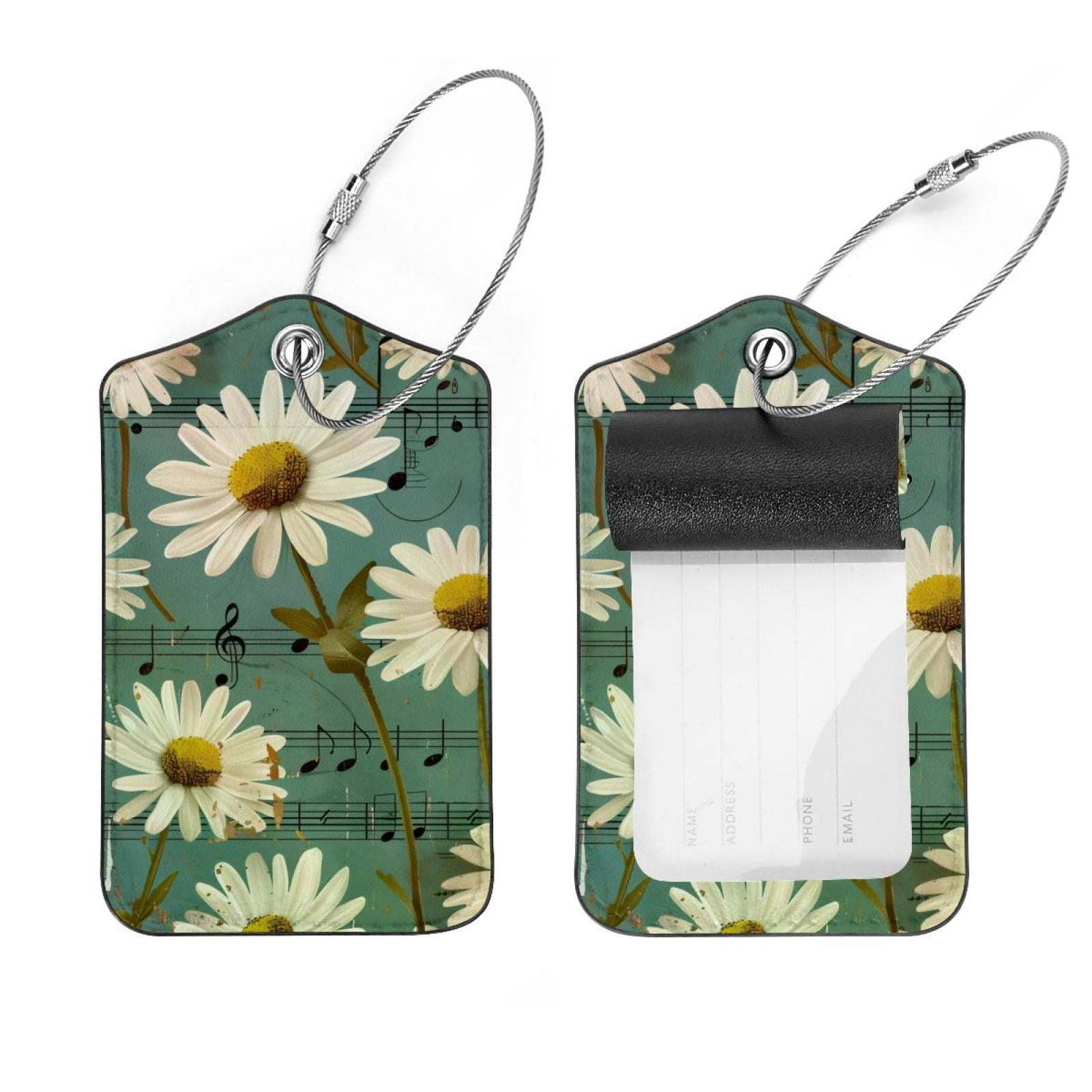 PhooArto 2 Pcs Vintage Daisy Music Notes Pattern Luggage Tag for ...