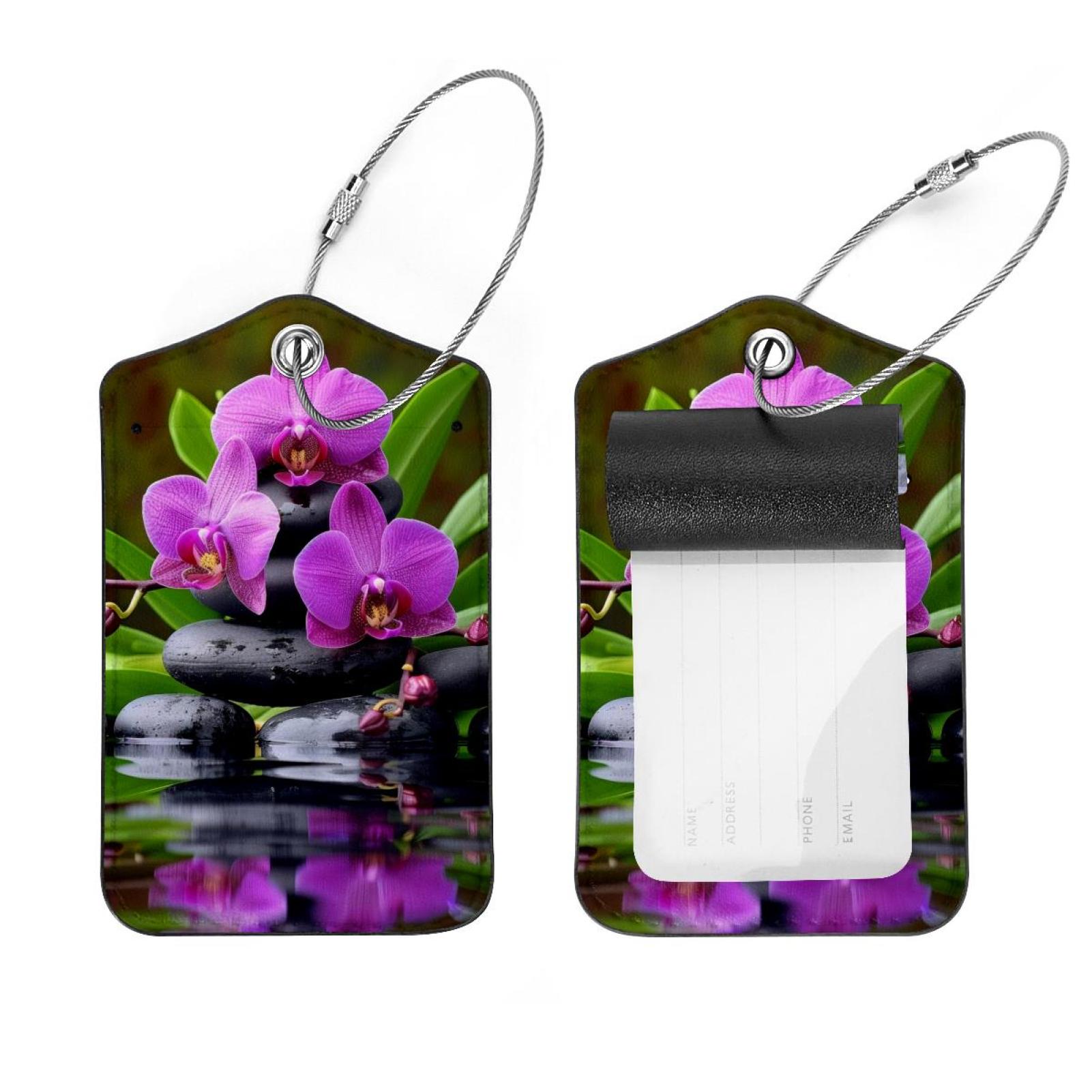 PhooArto 2 Pcs Zen Basalt Stones Orchid Luggage Tag for Suitcases ...