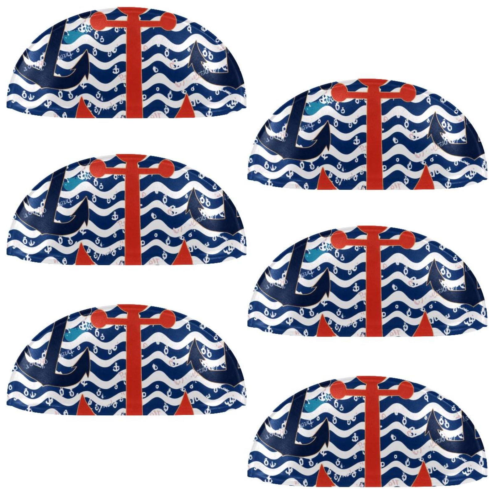 PhooArto 6 Pcs Cup Drawer Pulls, Anchor Blue Wave Stripes Patterns ...