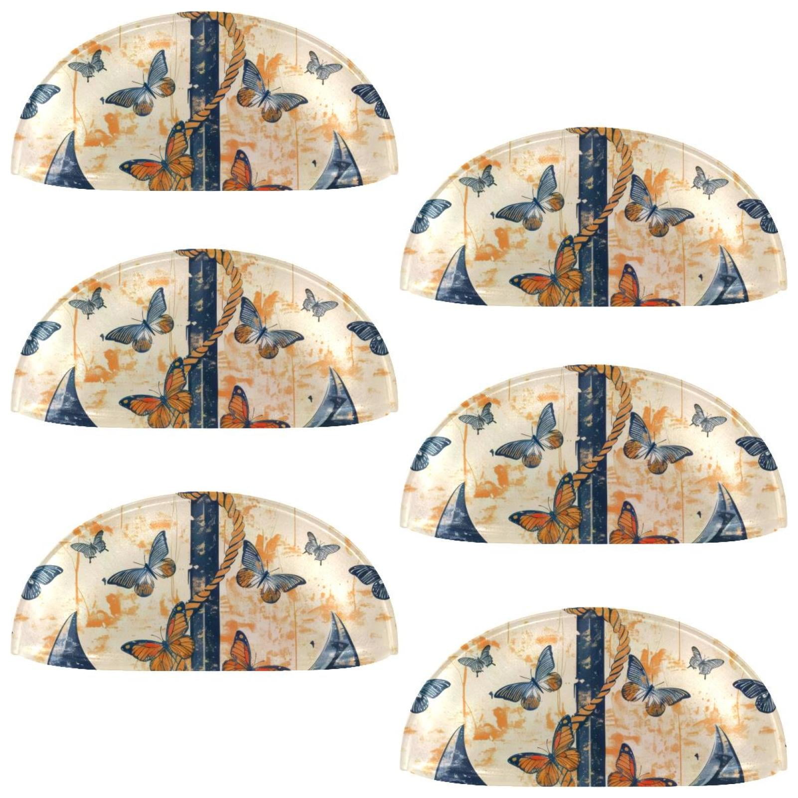 PhooArto 6 Pcs Cup Drawer Pulls, Anchor and Butterflied Pattern Shell ...