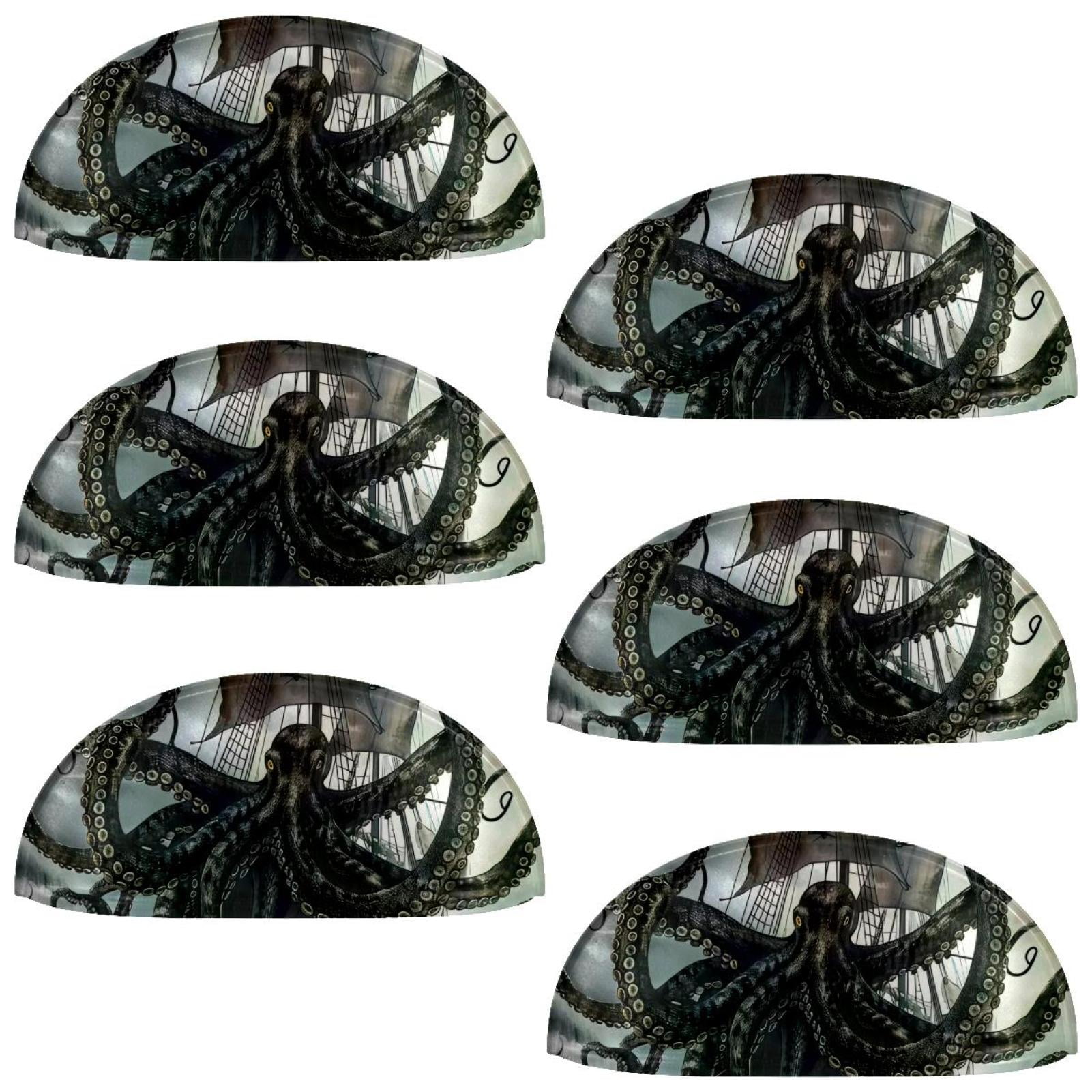 PhooArto 6 Pcs Cup Drawer Pulls, Black Octopus Nautical Ship Shell ...