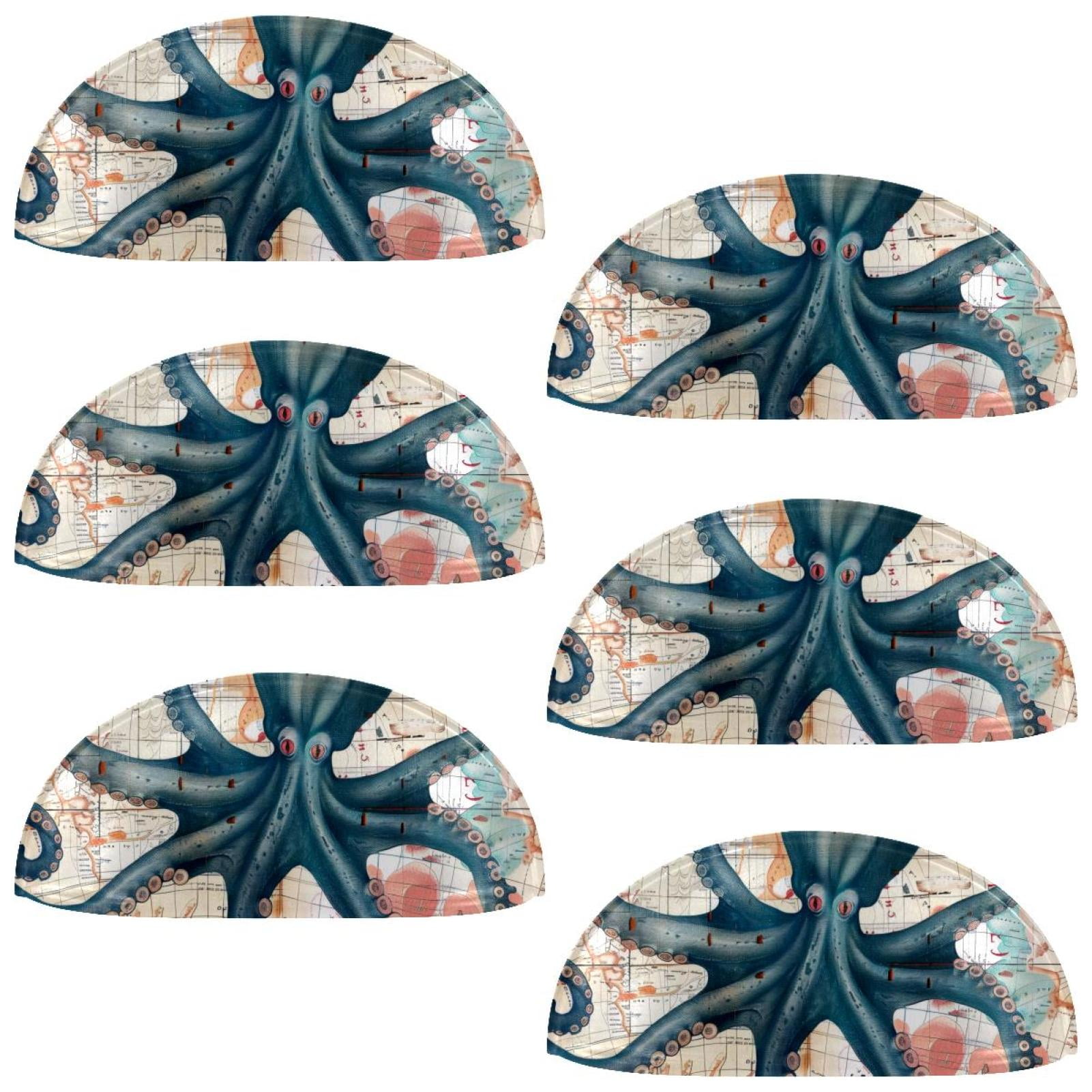 PhooArto 6 Pcs Cup Drawer Pulls, Blue Octopus and Map Shell Shape ...