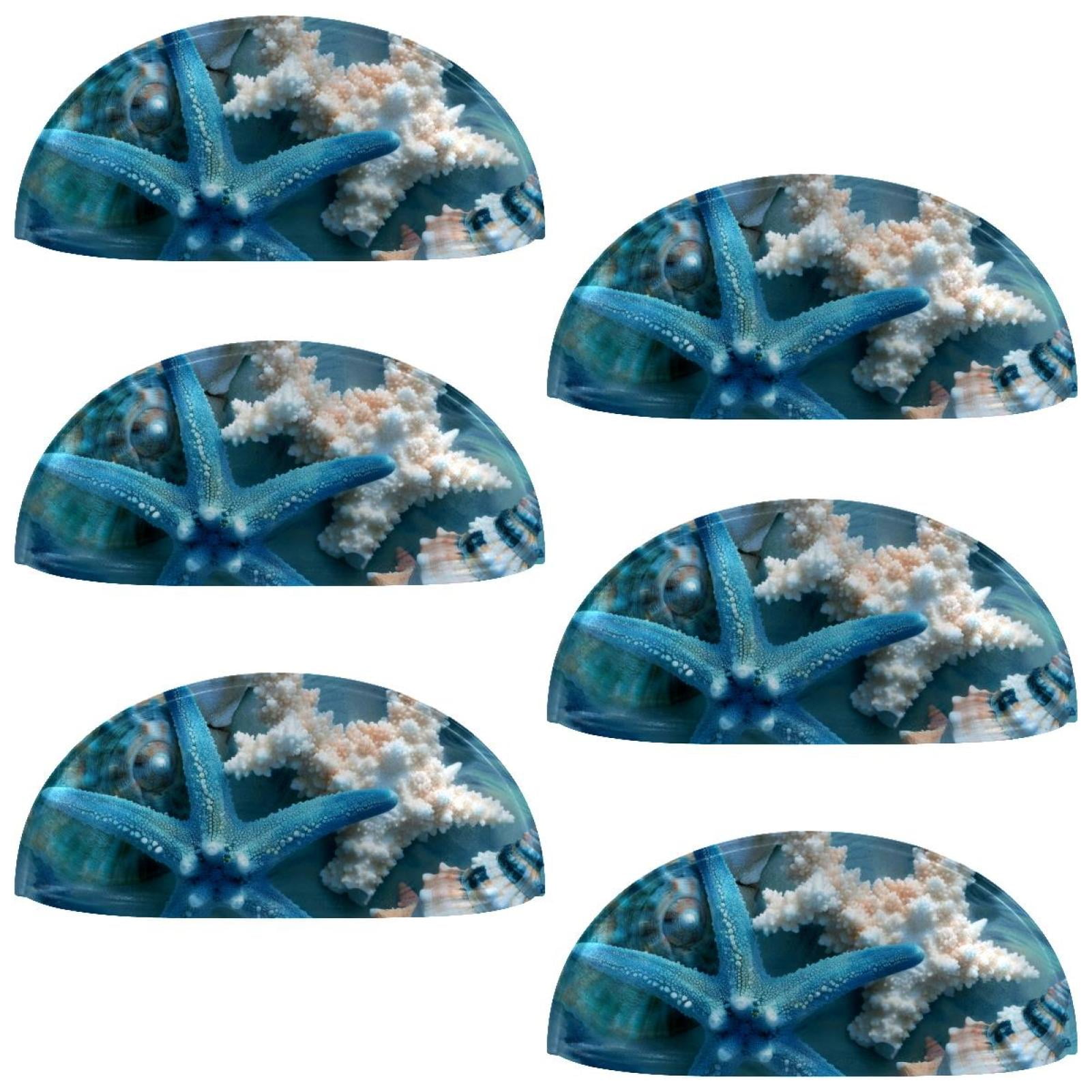 PhooArto 6 Pcs Cup Drawer Pulls, Blue Starfish Coral and Seashell Shell ...