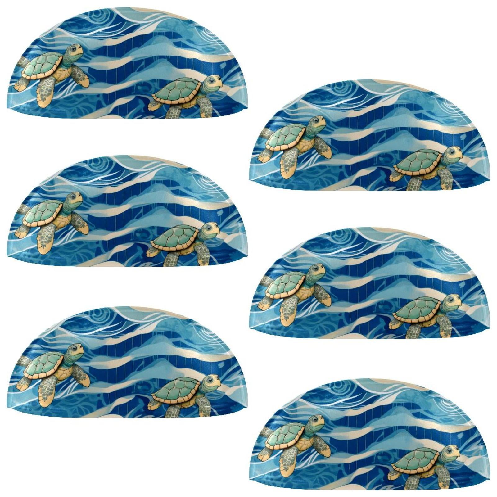 PhooArto 6 Pcs Cup Drawer Pulls, Blue Wave Stripe Sea Turtle Pattern ...