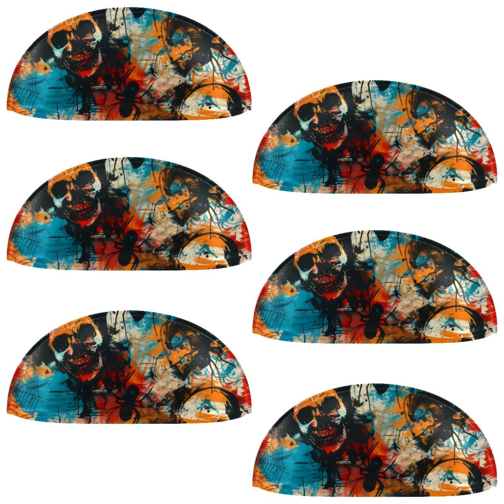 PhooArto 6 Pcs Cup Drawer Pulls, Bright Skull Spiders Pattern Shell ...