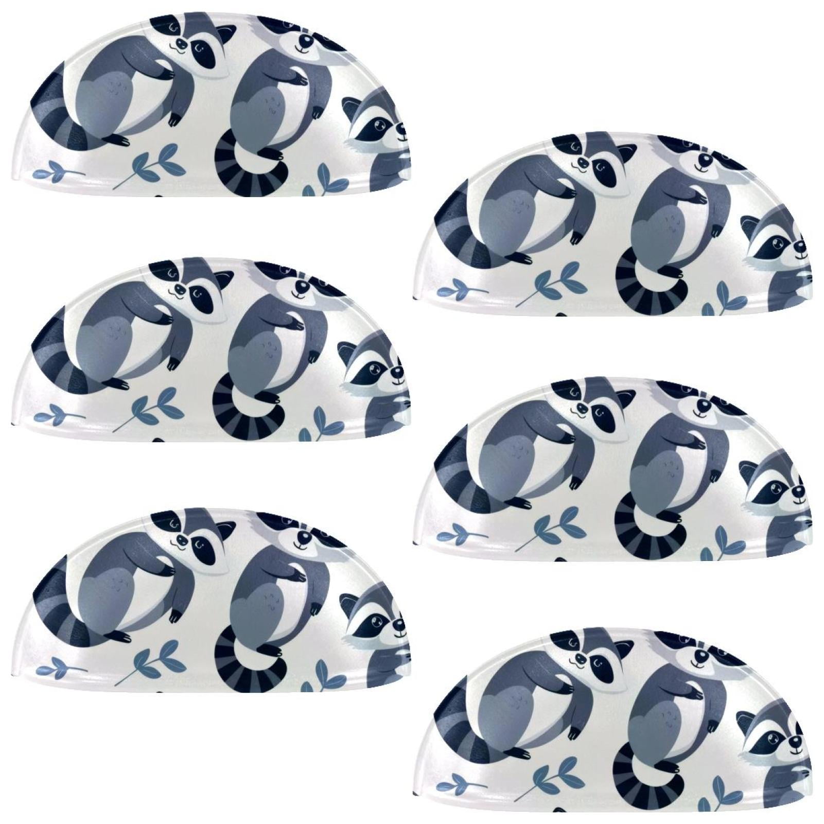 PhooArto 6 Pcs Cup Drawer Pulls, Cartoon Raccoons Patterns Shell Shape ...