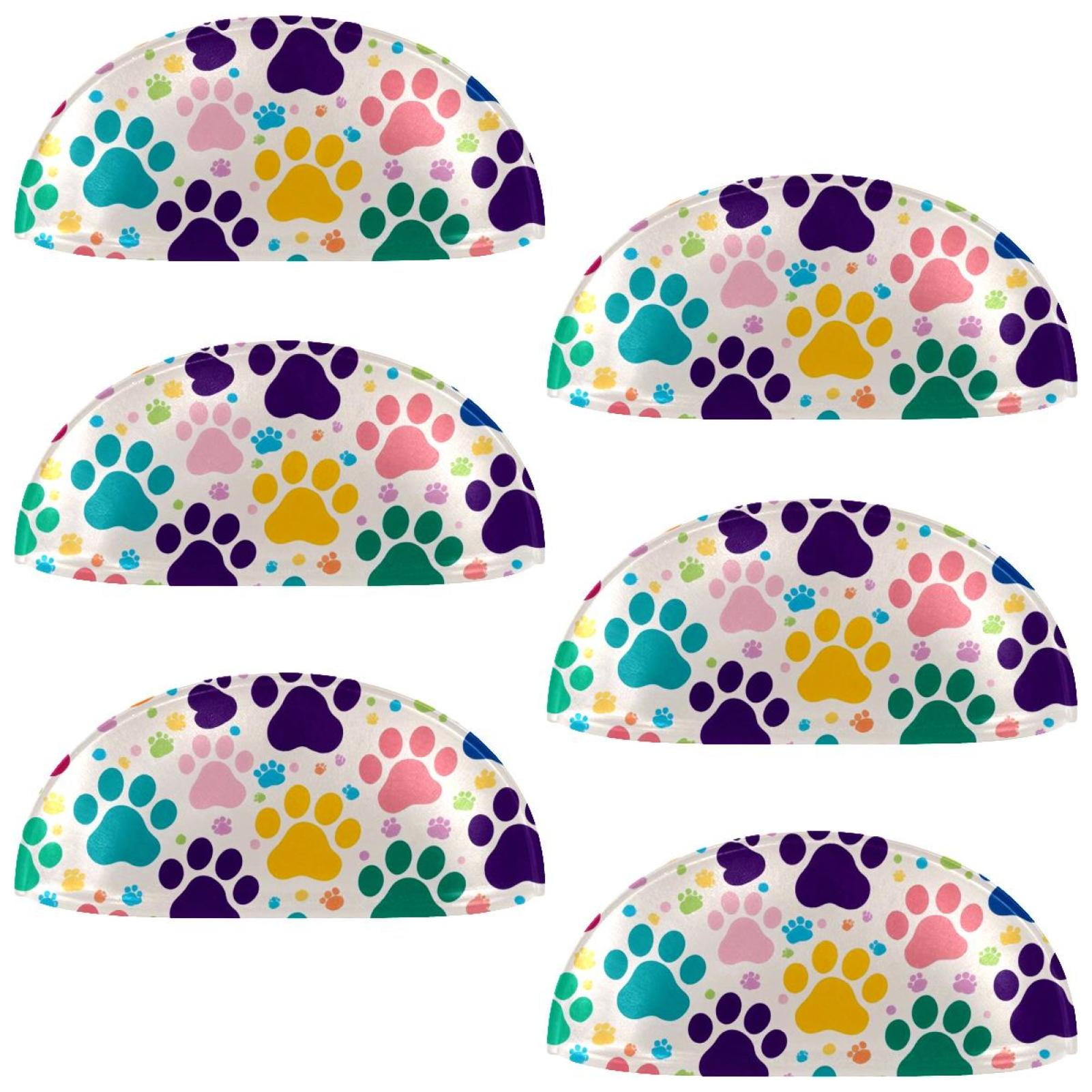 PhooArto 6 Pcs Cup Drawer Pulls, Color Dog Paw Footprint Pattern Shell ...