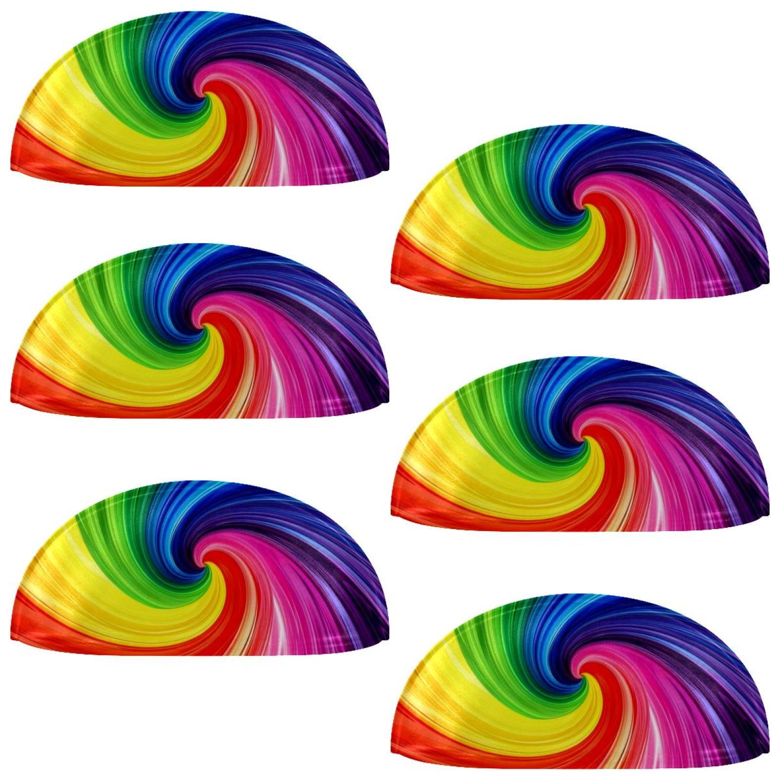 PhooArto 6 Pcs Cup Drawer Pulls, Colorful Rainbow Swirl Shell Shape ...