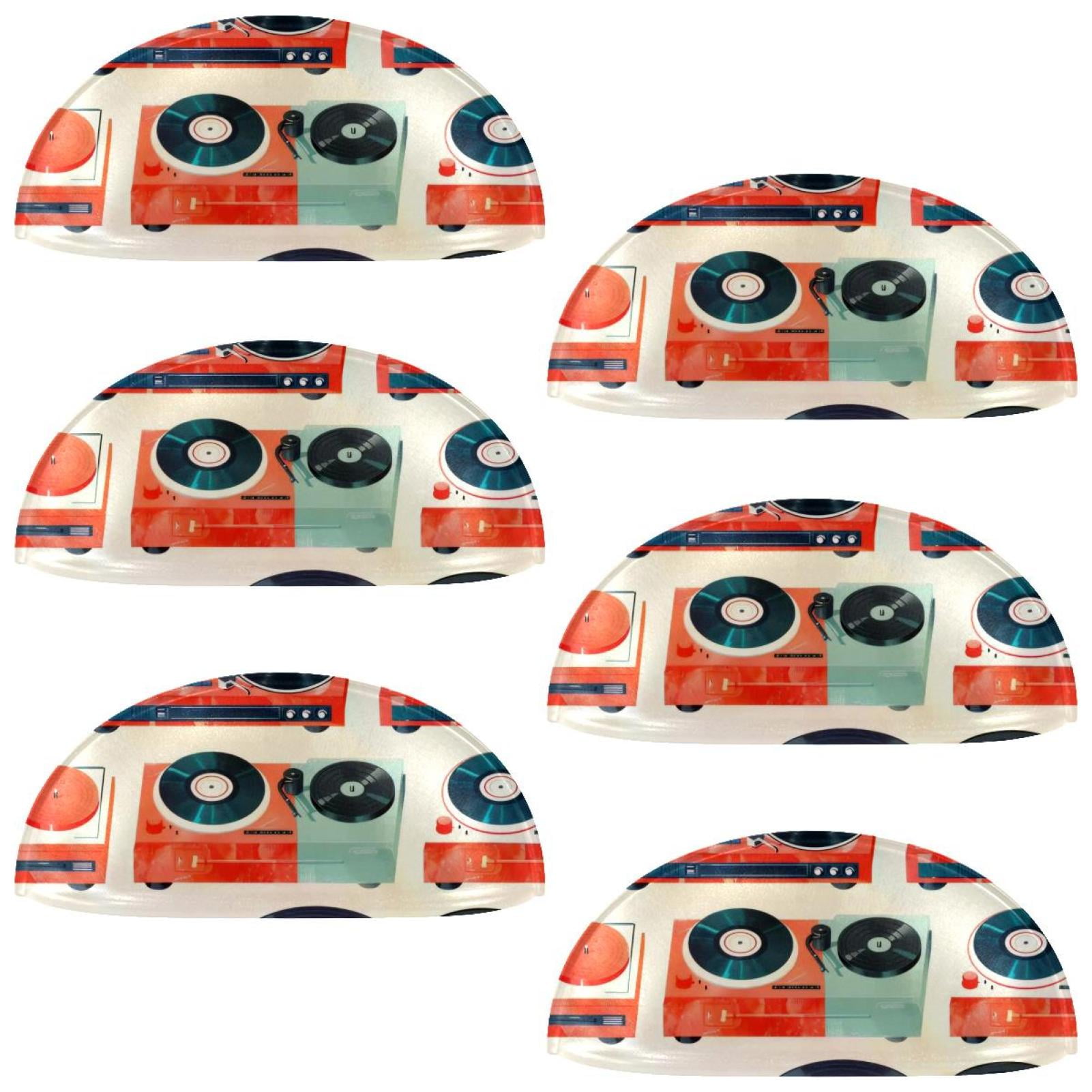 PhooArto 6 Pcs Cup Drawer Pulls, Colorful Record Player Pattern Shell ...