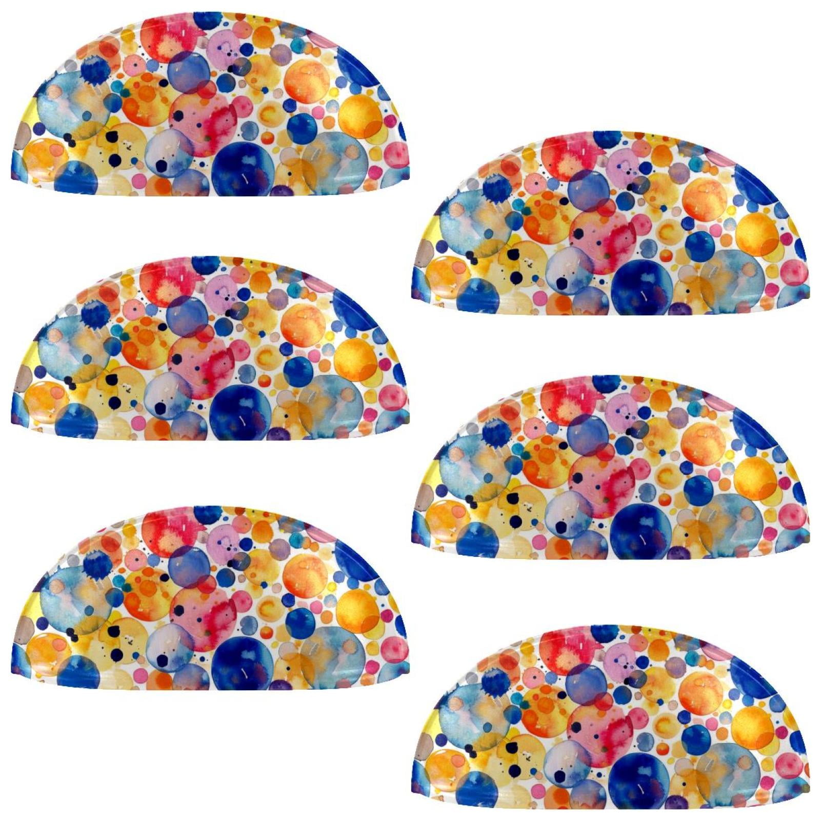 PhooArto 6 Pcs Cup Drawer Pulls, Colorful Splash Circles Pattern Shell ...