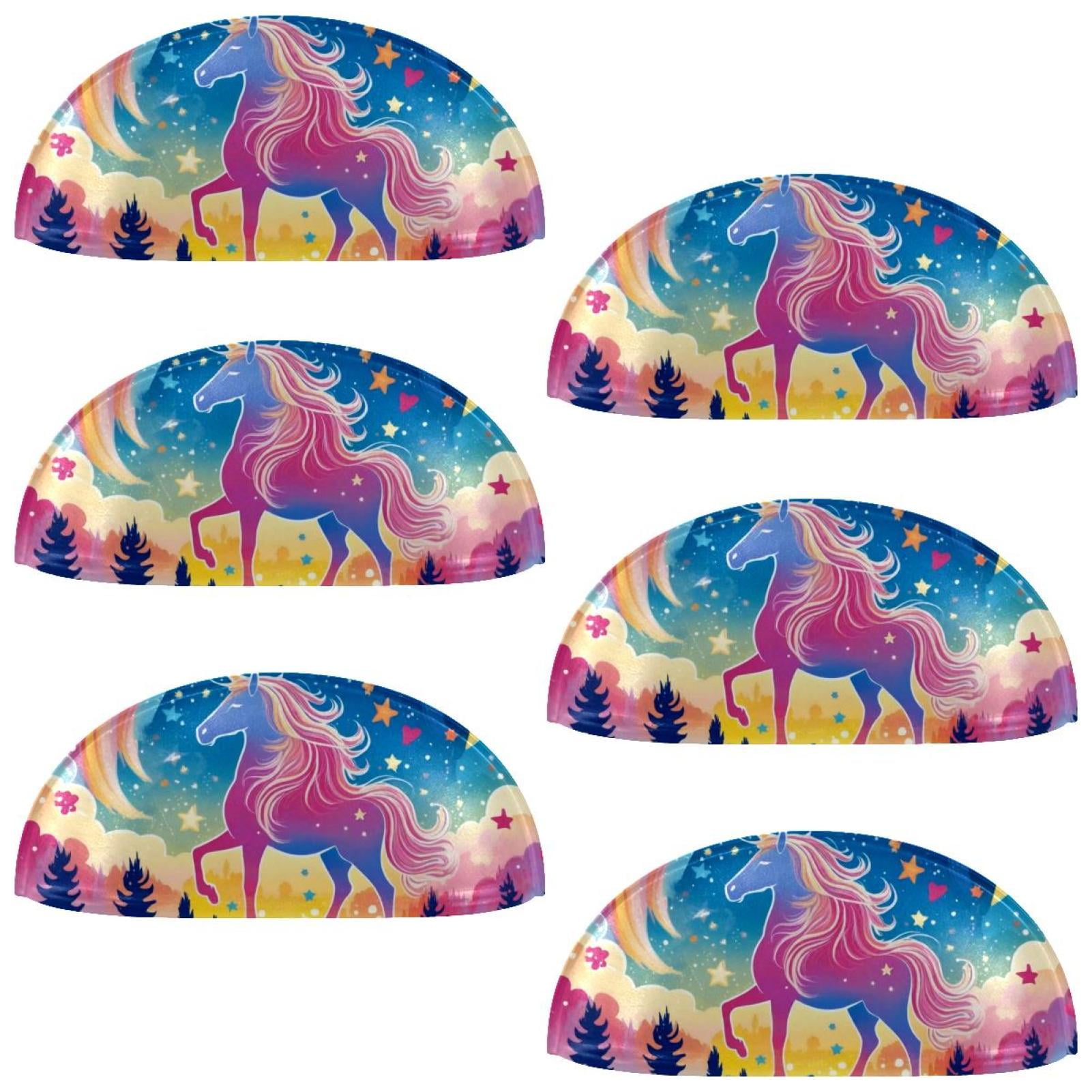 PhooArto 6 Pcs Cup Drawer Pulls, Colorful Unicorn Star Pattern Shell ...