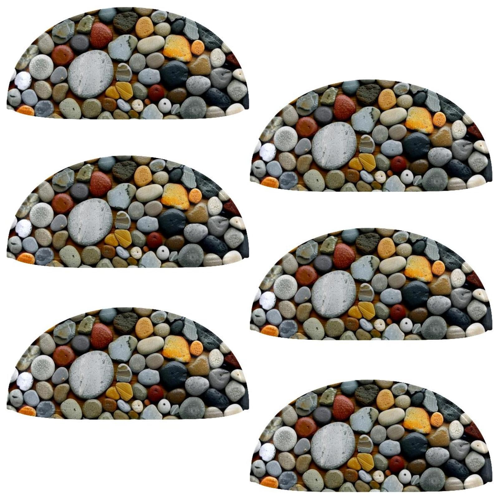 PhooArto 6 Pcs Cup Drawer Pulls, Colors Circle Pebble Cobblestones Shell Shape Handles Cabinet ...
