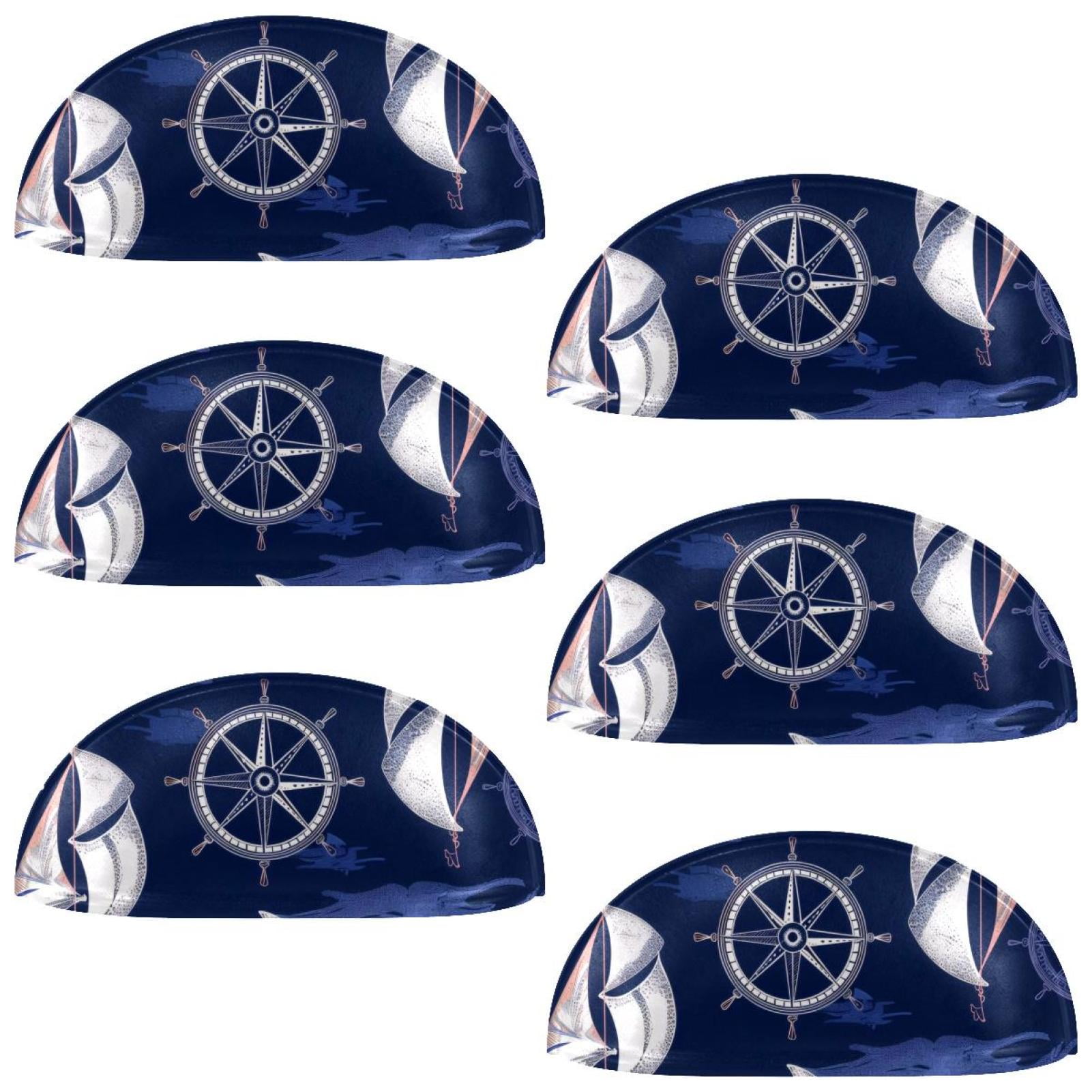 PhooArto 6 Pcs Cup Drawer Pulls, Compass Sailboat Pattern Shell Shape ...