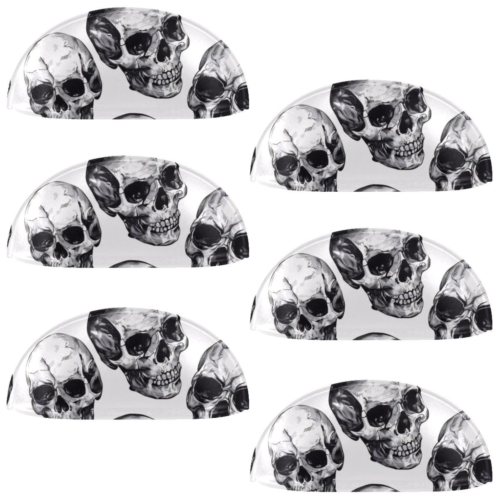 PhooArto 6 Pcs Cup Drawer Pulls, Cool Skulls Patterns Shell Shape ...
