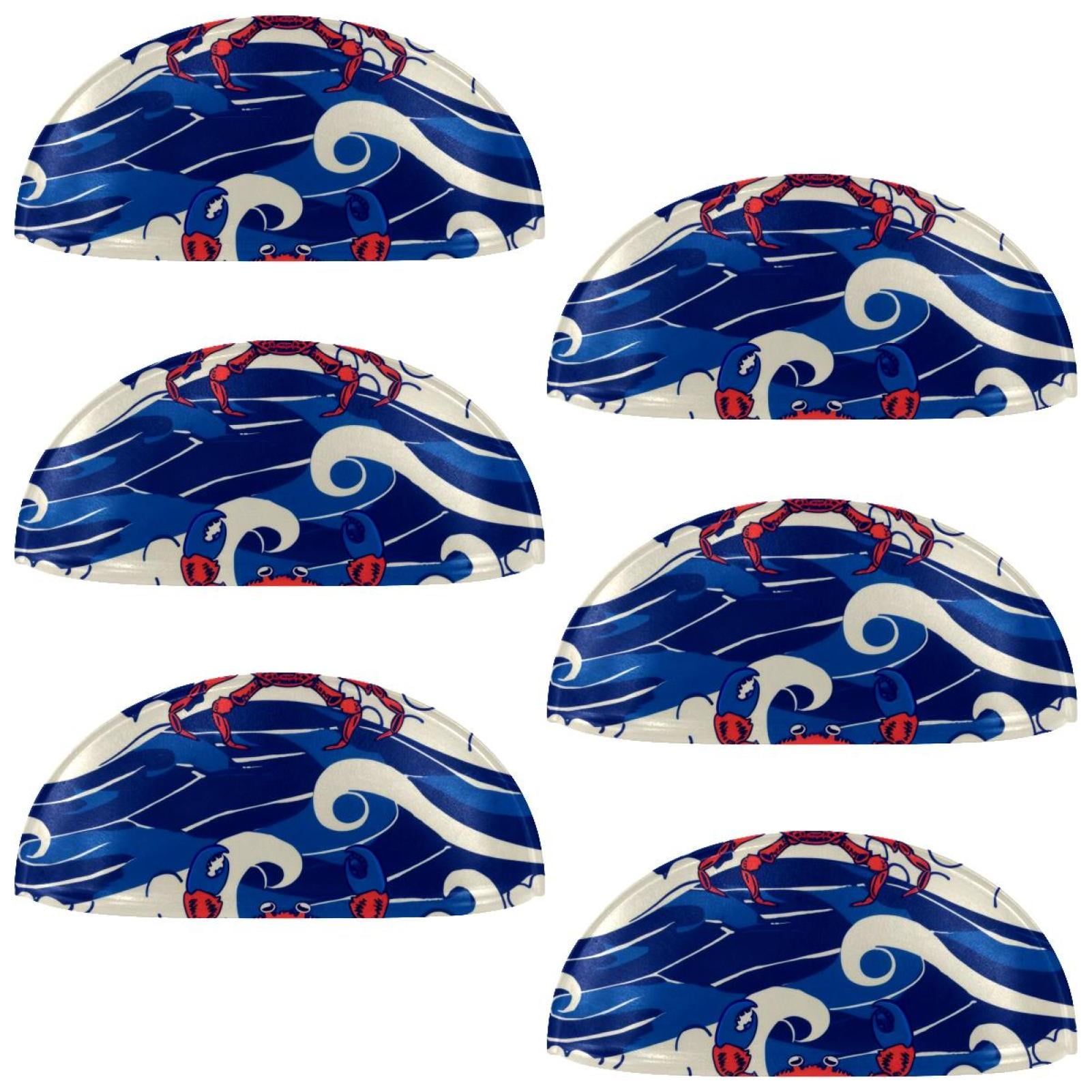 PhooArto 6 Pcs Cup Drawer Pulls, Crab Blue Wave Pattern Shell Shape ...