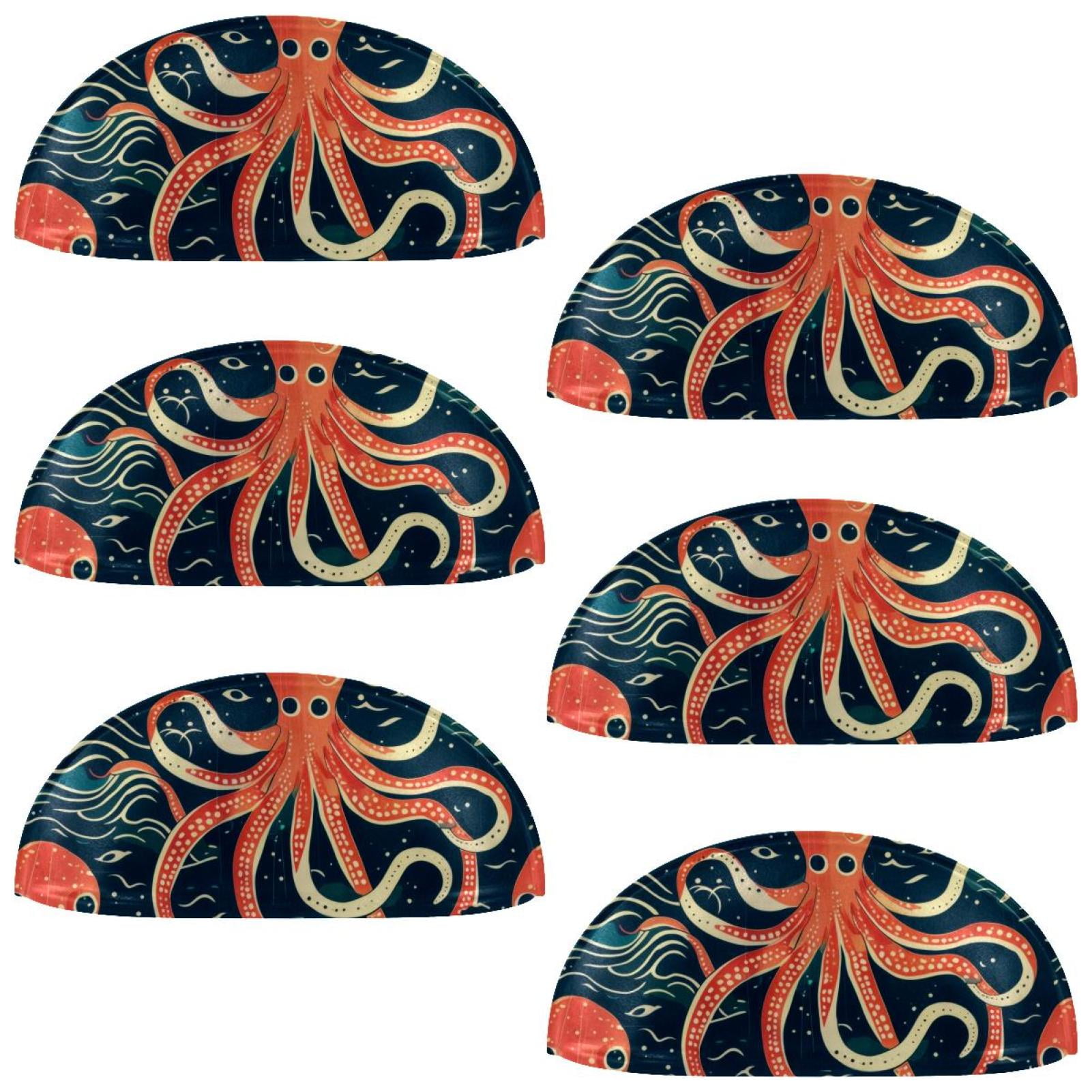 PhooArto 6 Pcs Cup Drawer Pulls, Cute Octopus Wave Pattern Shell Shape ...