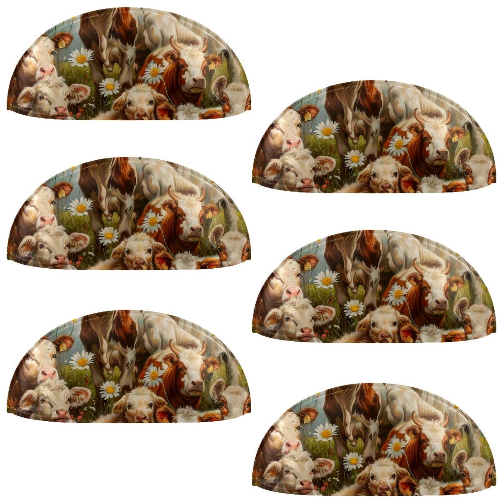 PhooArto 6 Pcs Cup Drawer Pulls, Farm Animals and Daisy Flowers Shell ...