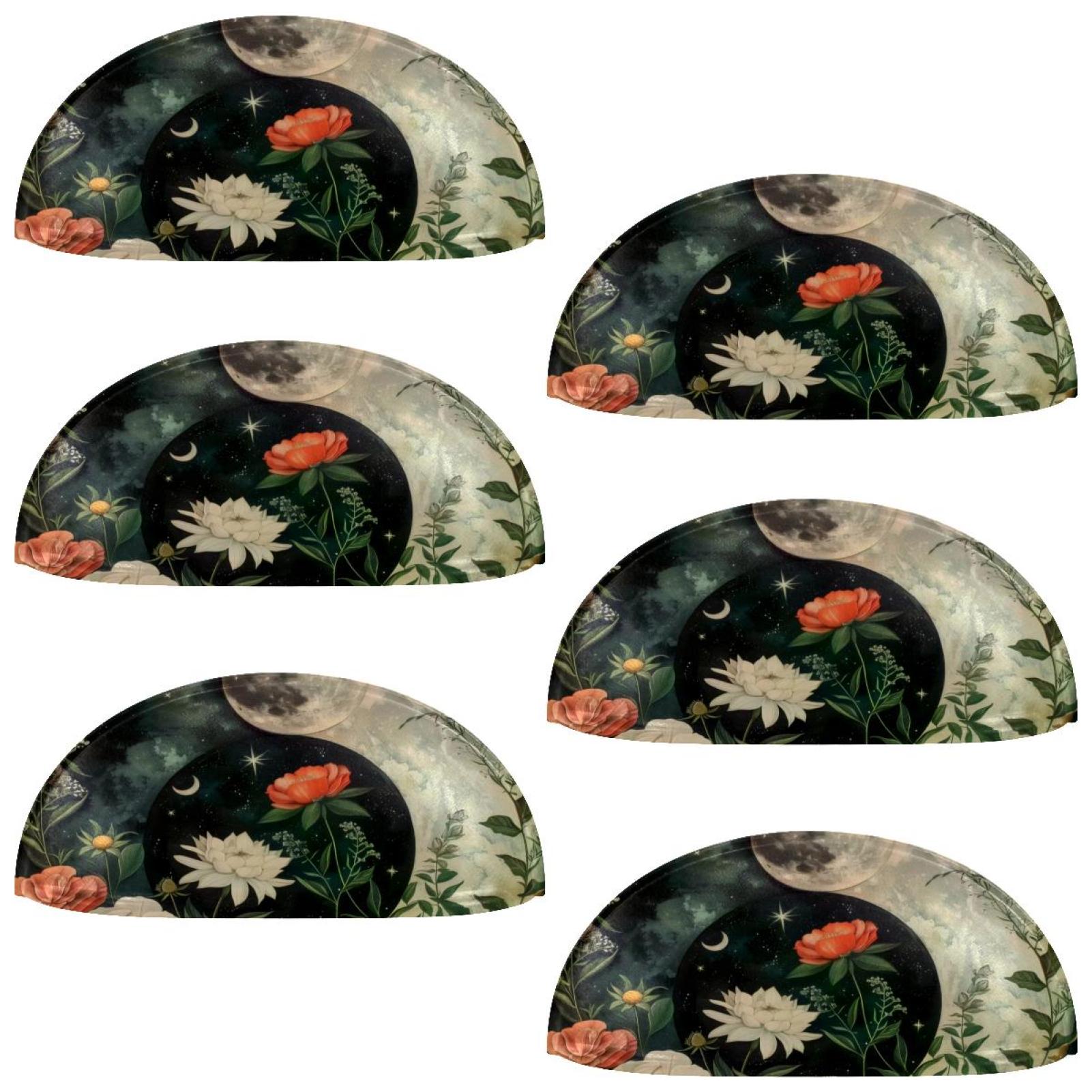 PhooArto 6 Pcs Cup Drawer Pulls, Floral and Moon Shell Shape Handles ...