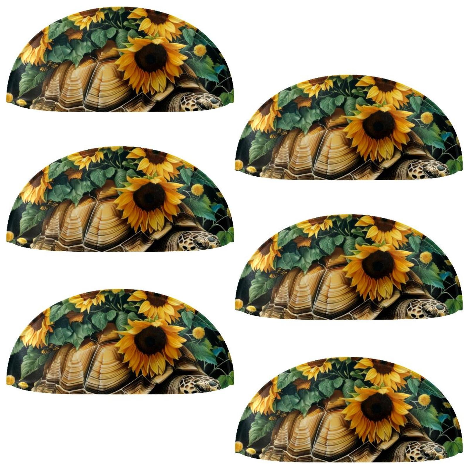 PhooArto 6 Pcs Cup Drawer Pulls, Forest Sea Turtle Sunflowers Shell ...