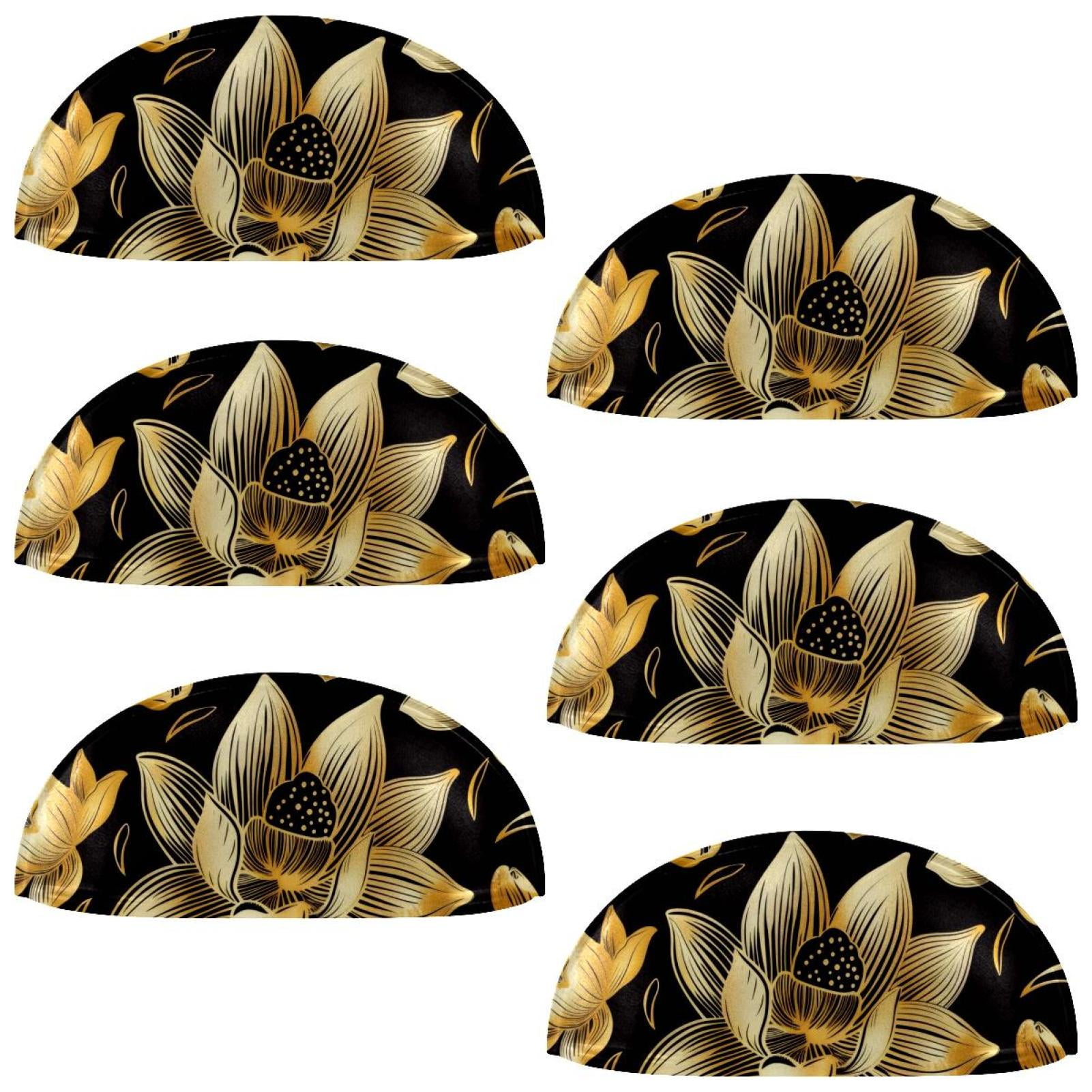 PhooArto 6 Pcs Cup Drawer Pulls, Golden Lotus Pattern Shell Shape ...