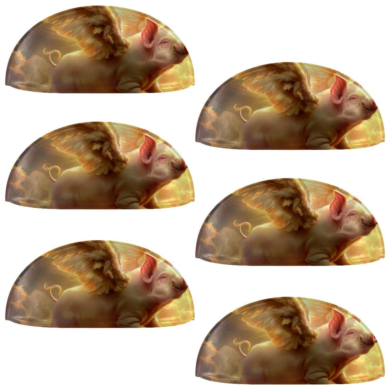 PhooArto 6 Pcs Cup Drawer Pulls, Golden Wings Pig Flying Shell Shape ...