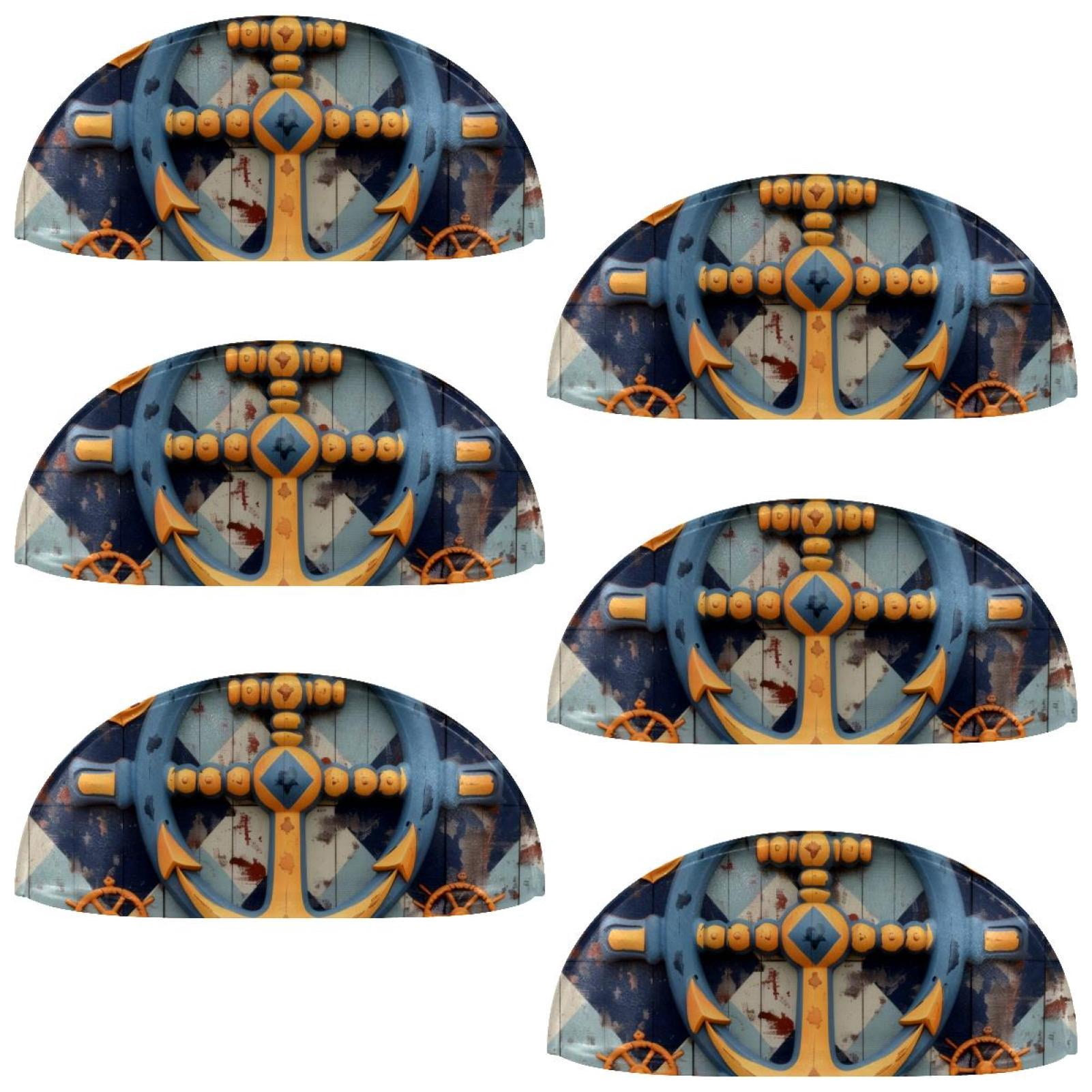 PhooArto 6 Pcs Cup Drawer Pulls, Nautical Steering Wheels Anchor Shell ...