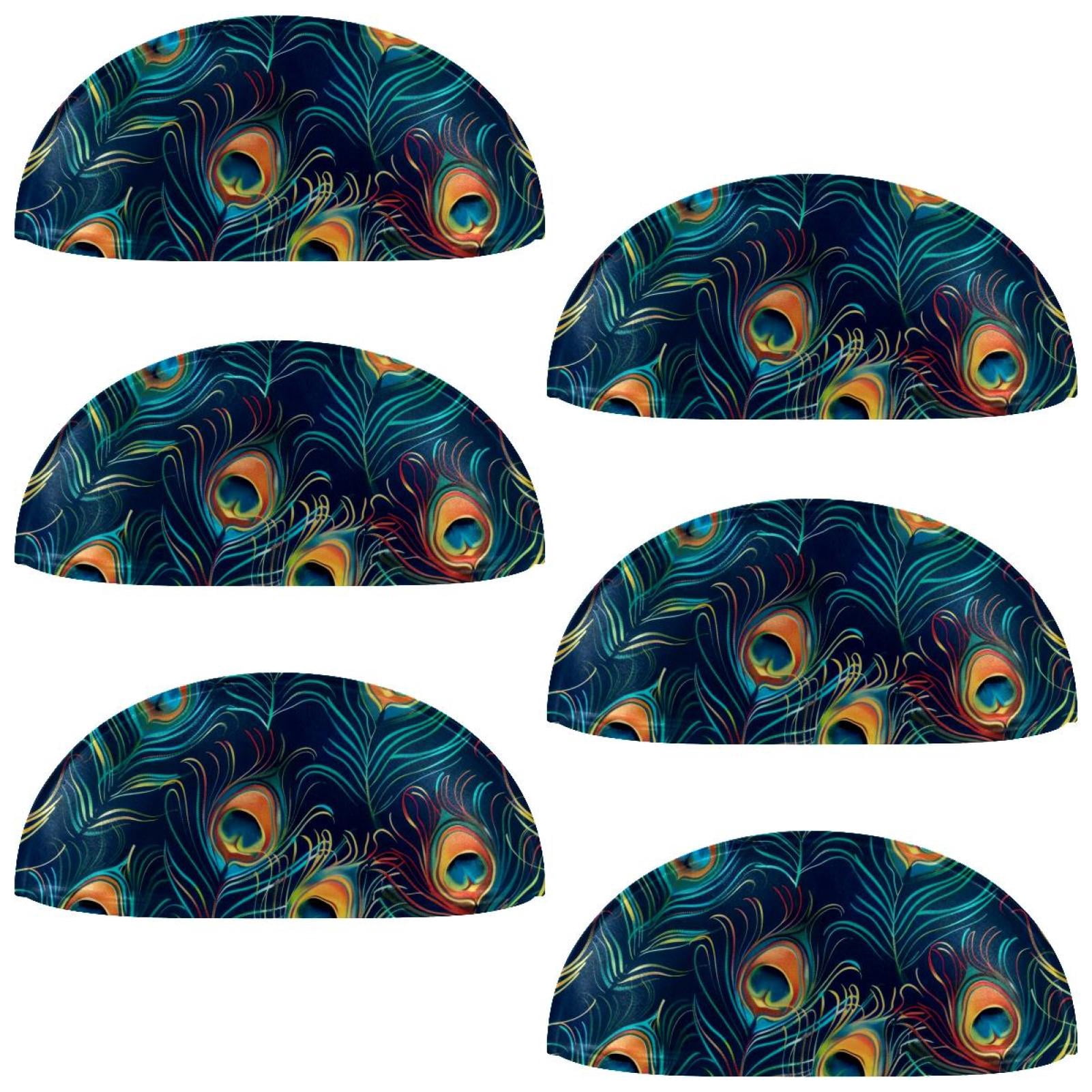 PhooArto 6 Pcs Cup Drawer Pulls, Peacock Feathers Pattern Shell Shape ...