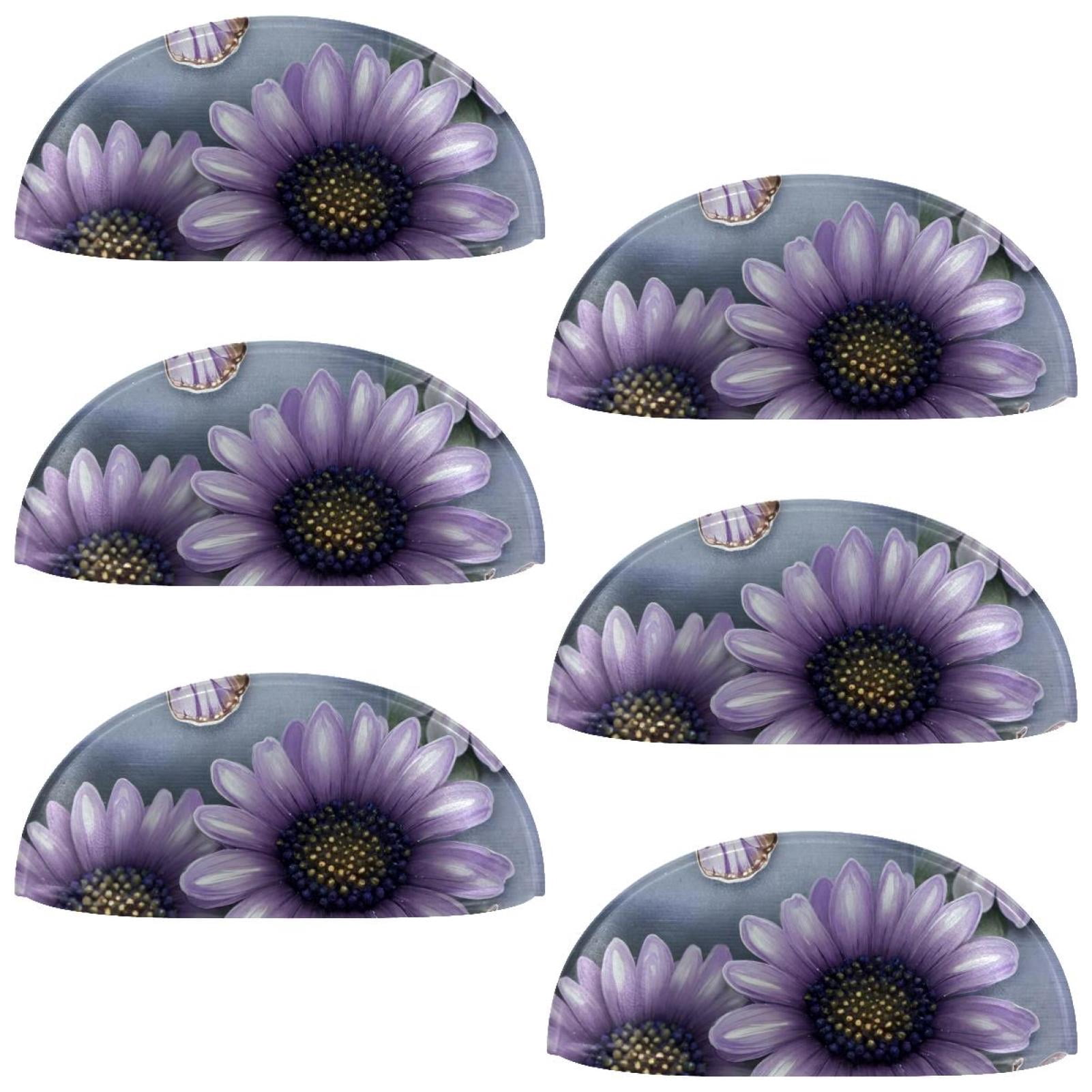 PhooArto 6 Pcs Cup Drawer Pulls, Purple Daisy and Butterfly Shell Shape ...