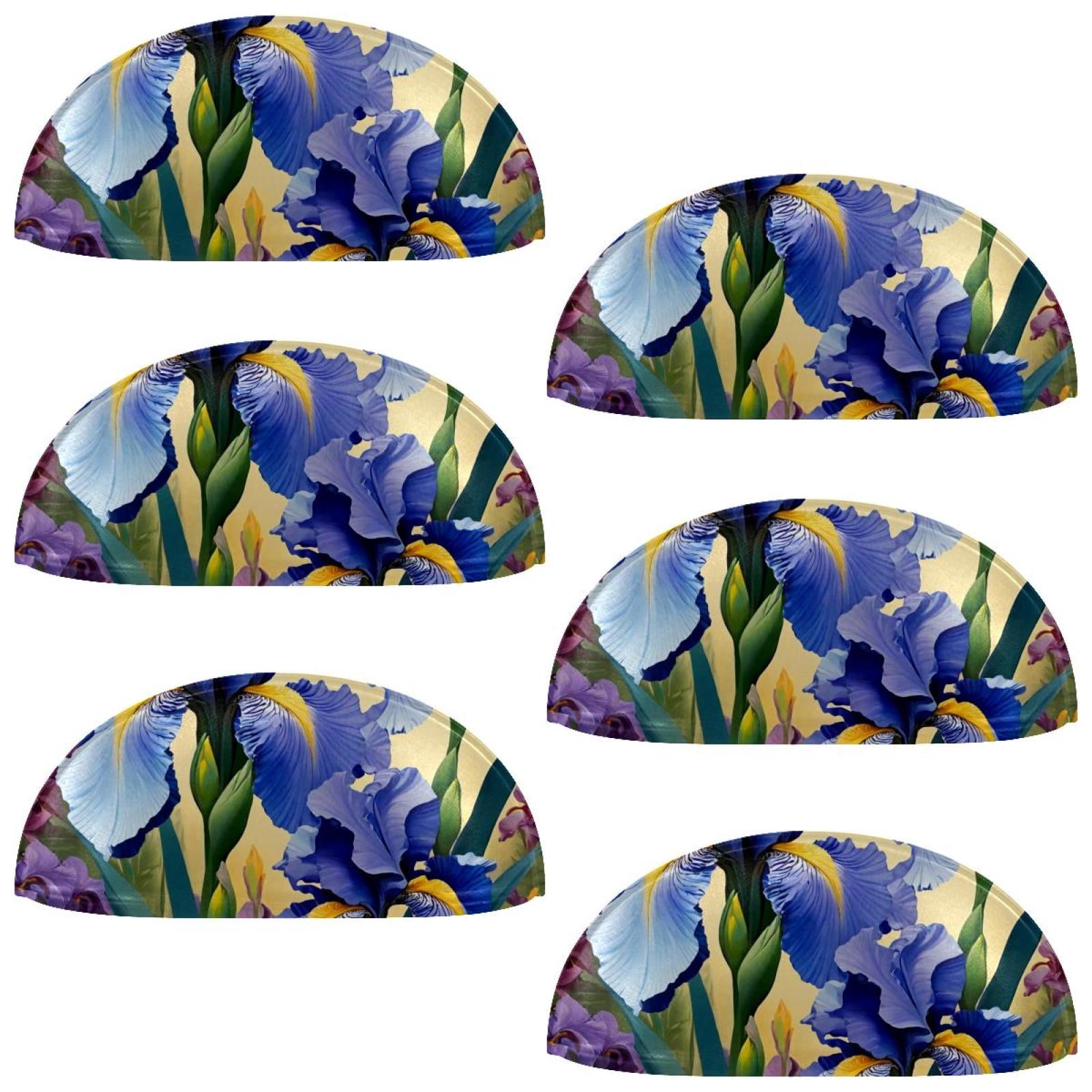 PhooArto 6 Pcs Cup Drawer Pulls, Purple Floral Iris Painting Shell ...