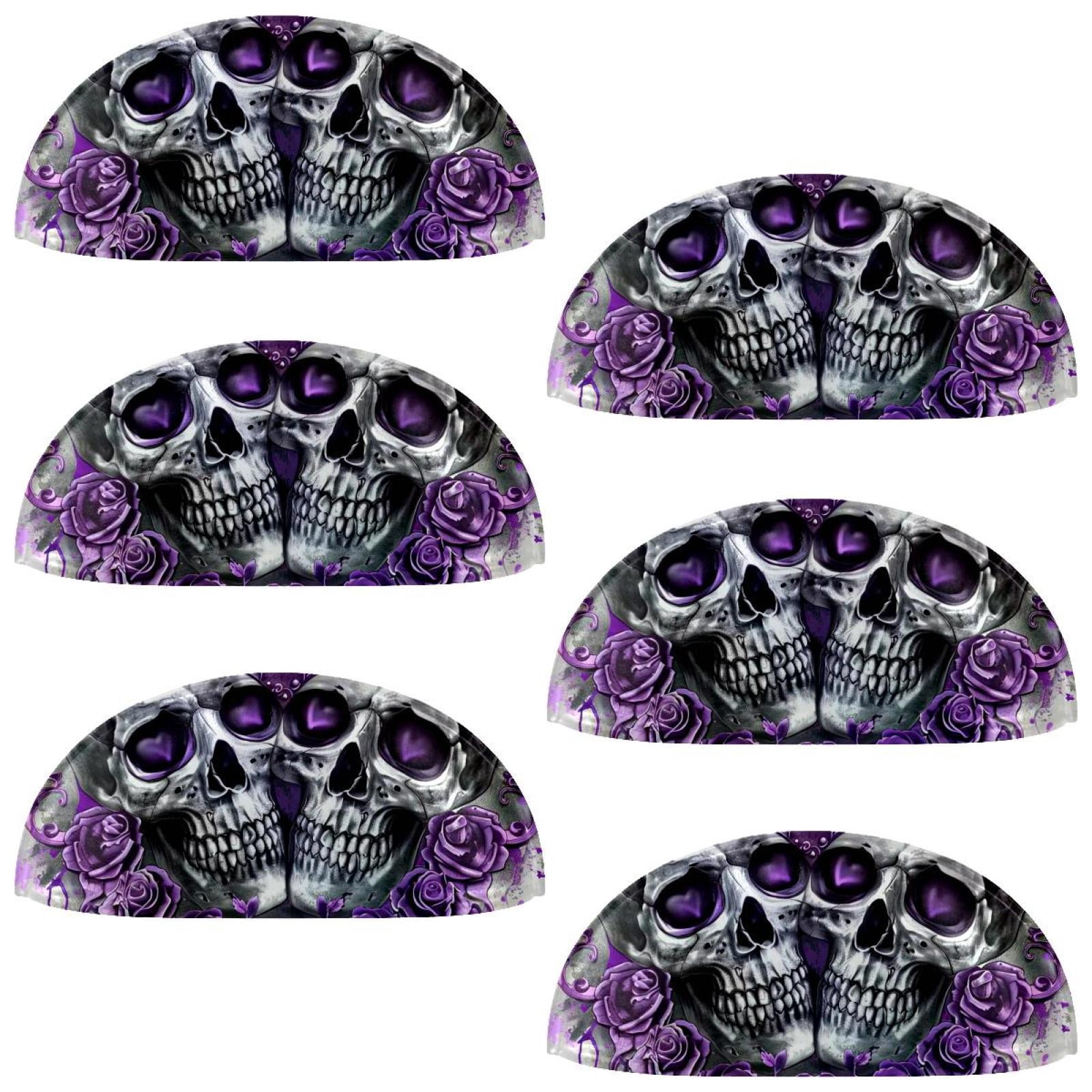 PhooArto 6 Pcs Cup Drawer Pulls, Purple Flowers Love Skull Shell Shape ...