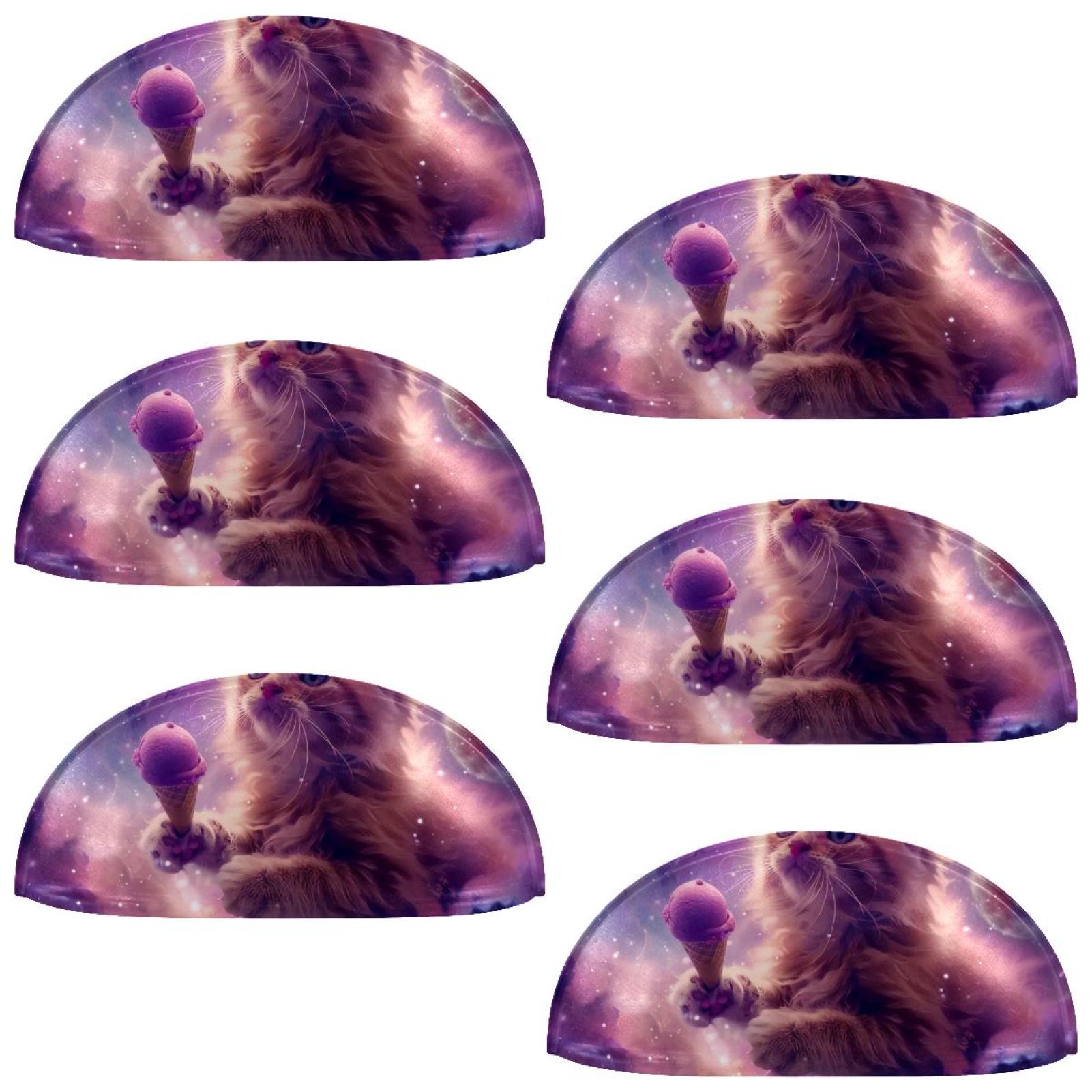 PhooArto 6 Pcs Cup Drawer Pulls, Purple Galaxy Kittens Ice Cream Shell ...