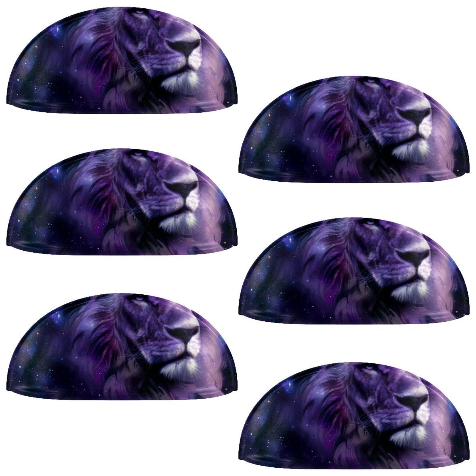 PhooArto 6 Pcs Cup Drawer Pulls, Purple Galaxy Lion Head Shell Shape ...