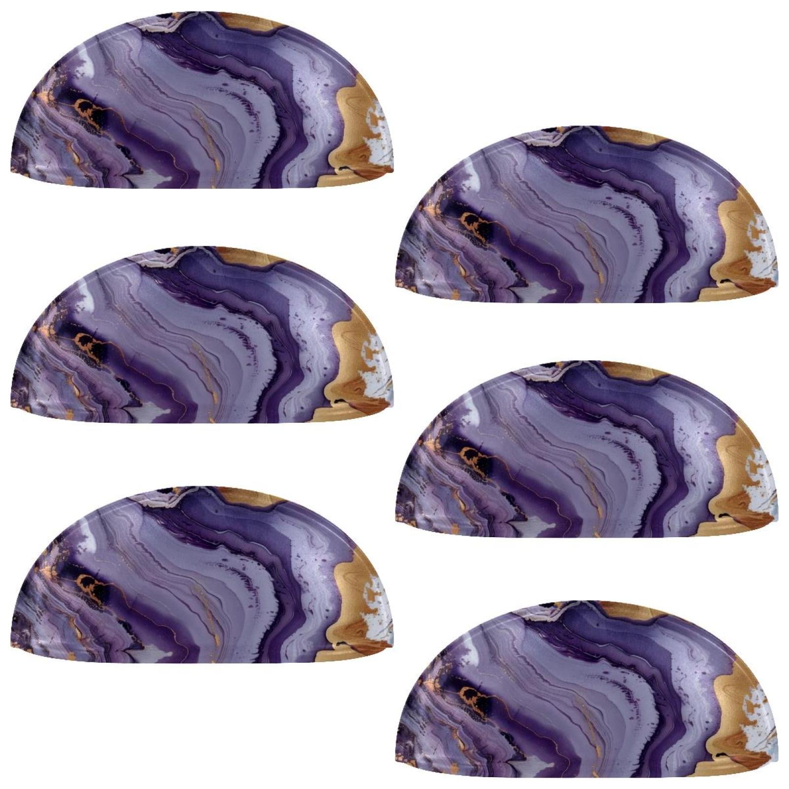 PhooArto 6 Pcs Cup Drawer Pulls, Purple Gold Marble Texture Shell Shape ...
