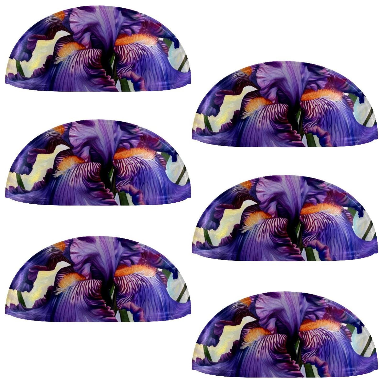 PhooArto 6 Pcs Cup Drawer Pulls, Purple Iris Art Painting Shell Shape ...