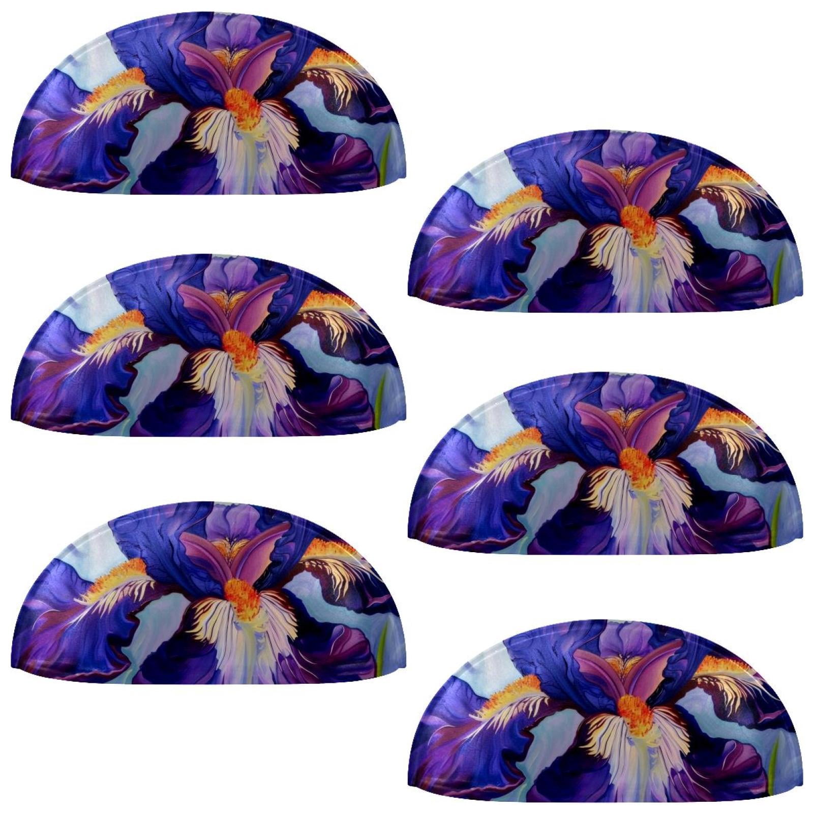 PhooArto 6 Pcs Cup Drawer Pulls, Purple Iris Art Pattern Shell Shape ...